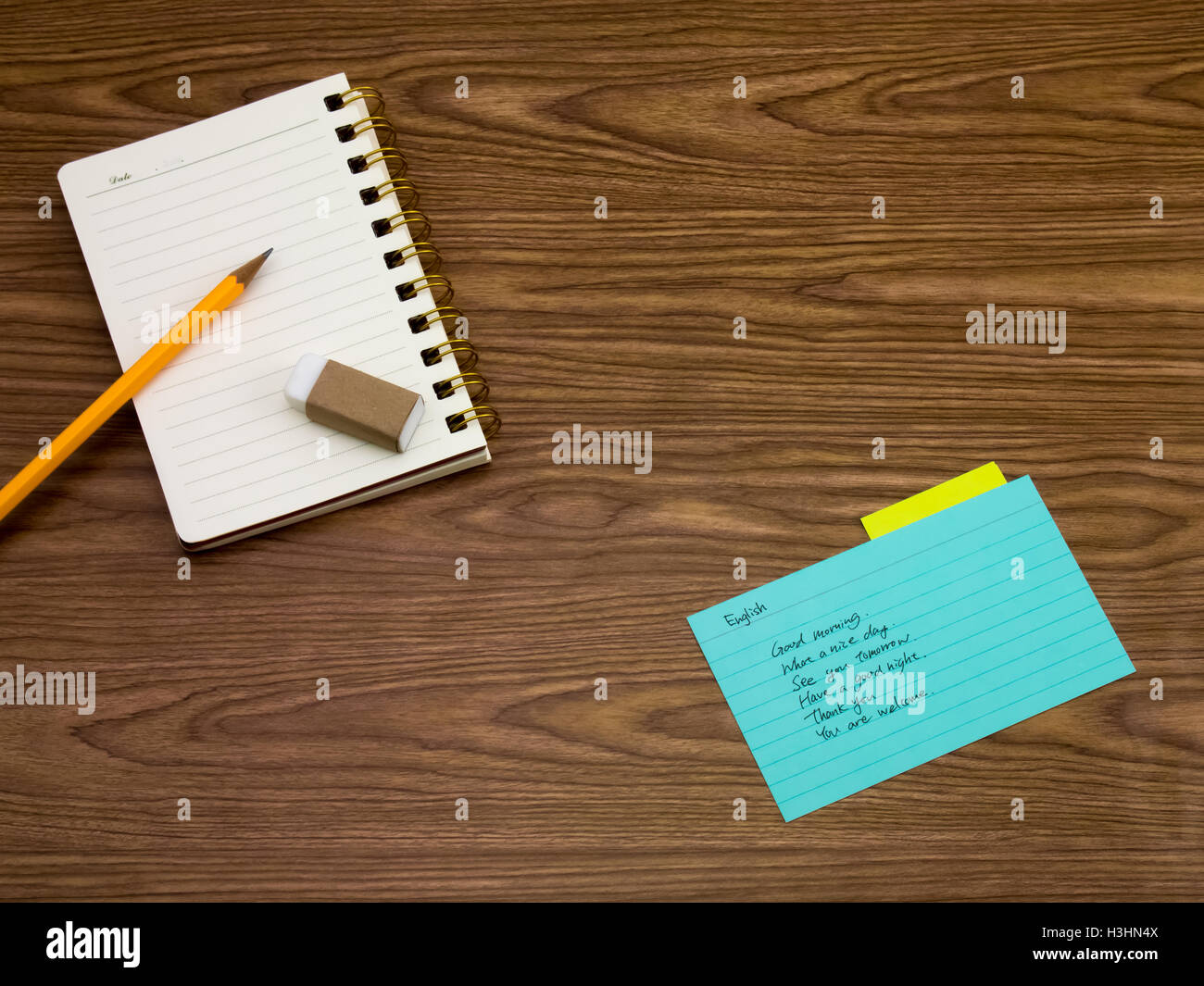 English; Learning New Language Writing Words on the Notebook Stock ...