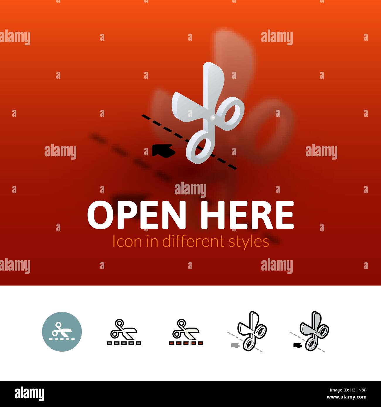 Open here icon in different style Stock Vector Image & Art - Alamy