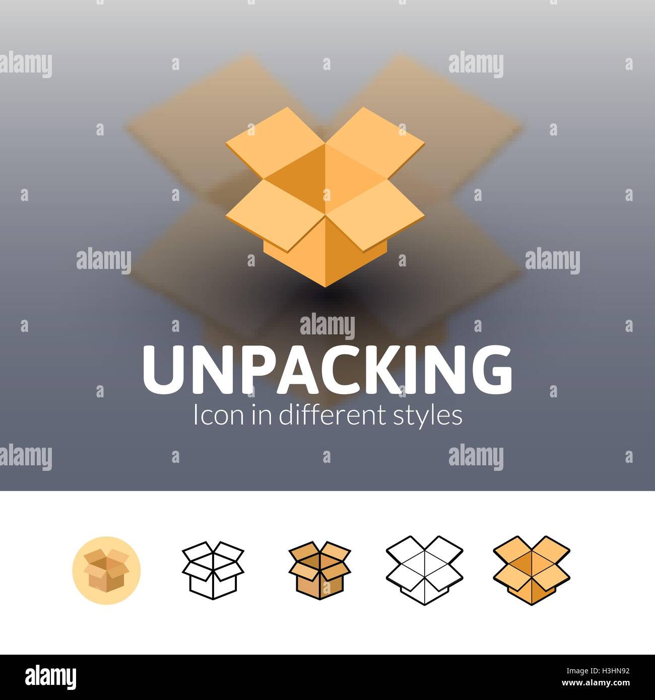 Unpacking icon in different style Stock Vector Image & Art - Alamy