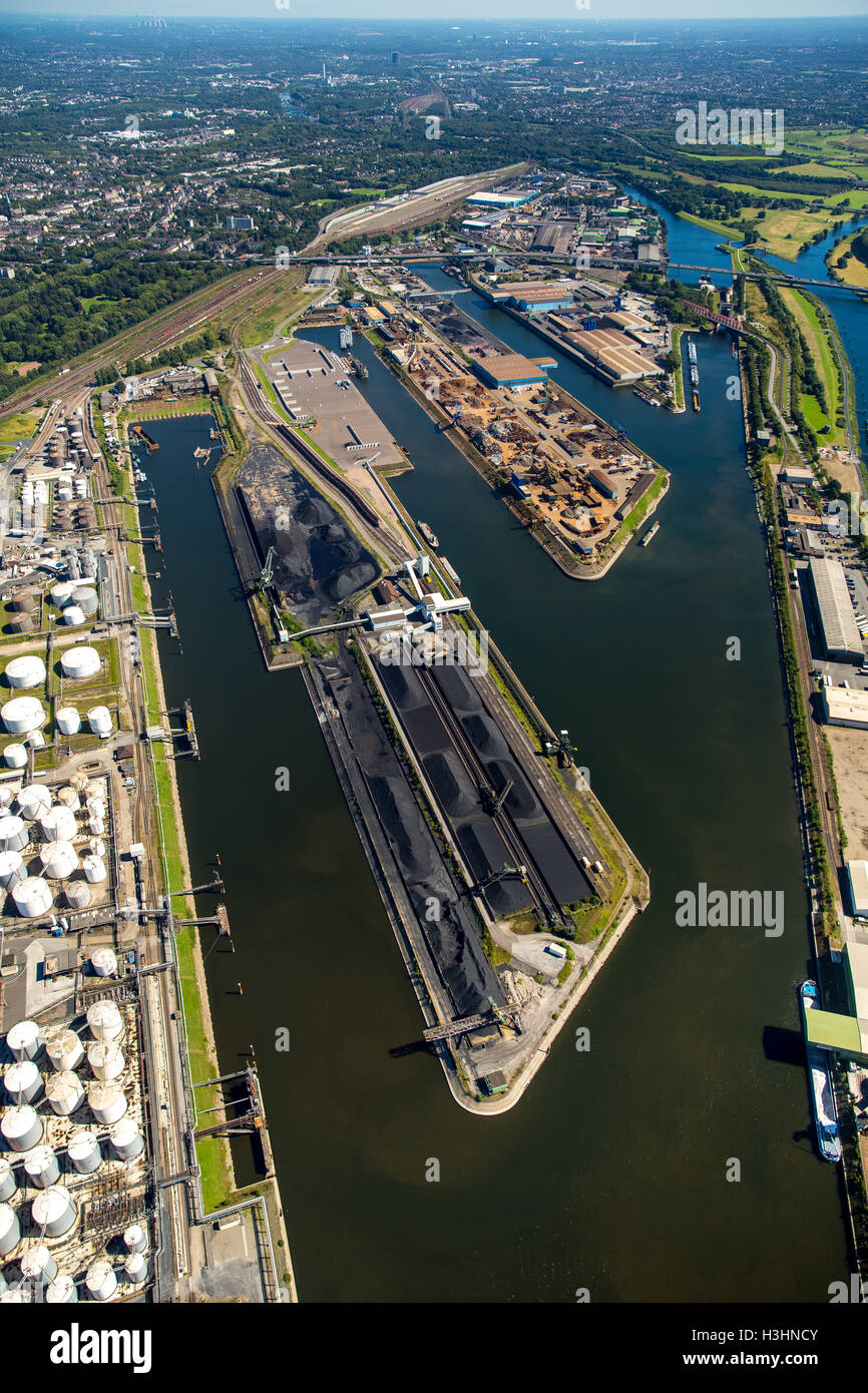 Aerial view, Duisport, the largest inland port in Europe, Ruhr, Rhine ...