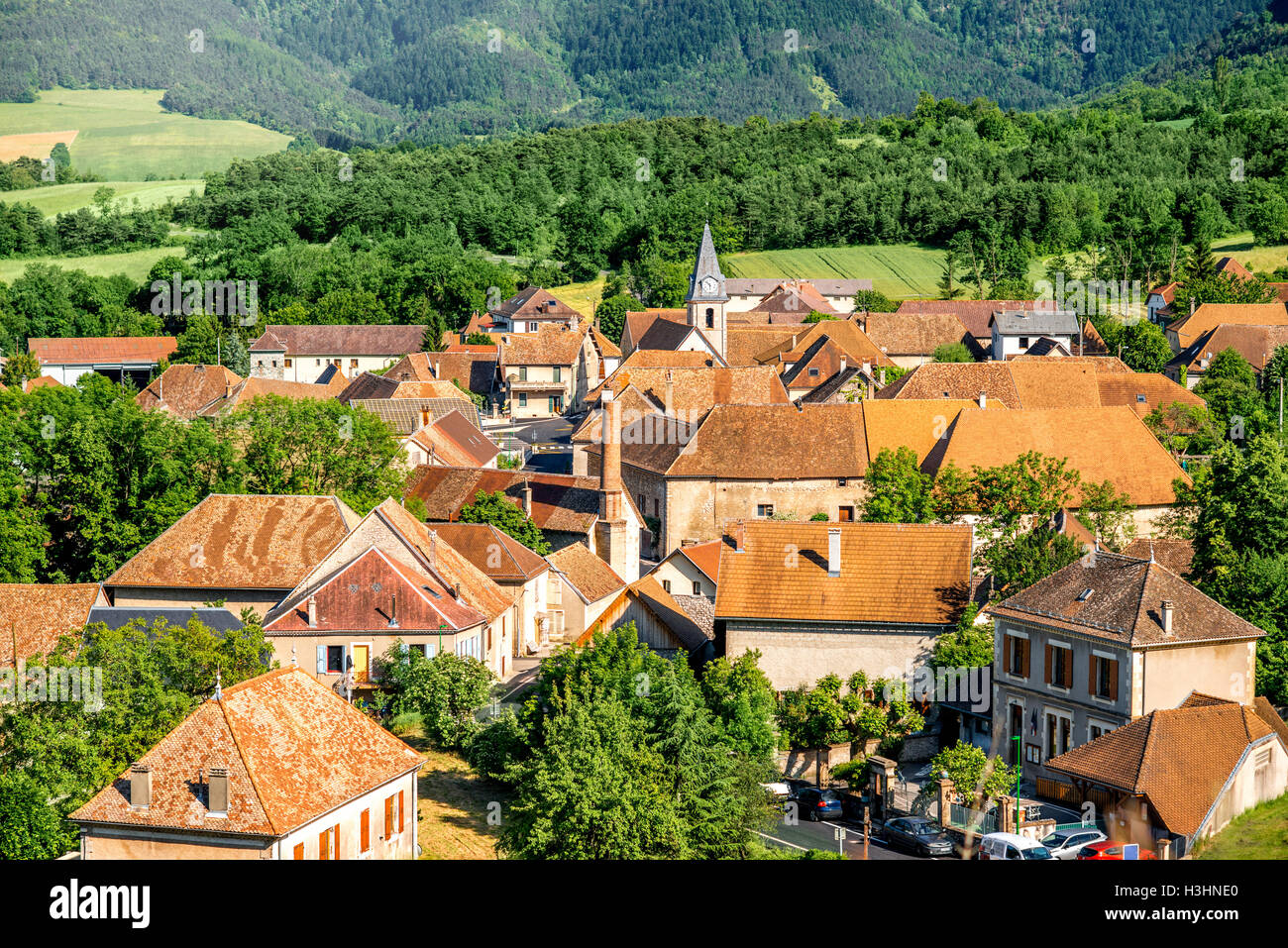 Small french town roofs hi-res stock photography and images - Alamy