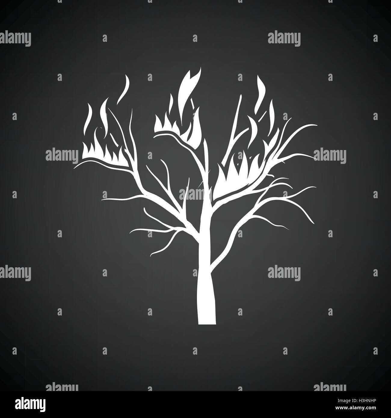 Wildfire icon. Black background with white. Vector illustration Stock ...