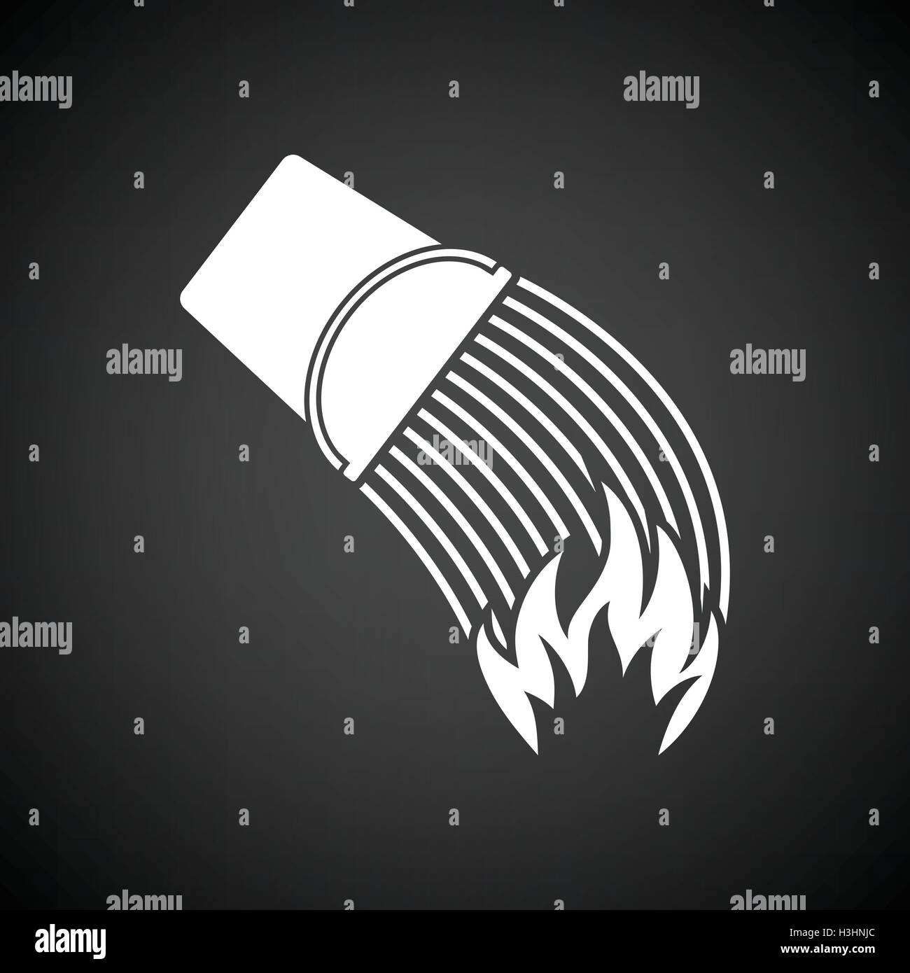 Fire bucket icon. Black background with white. Vector illustration ...