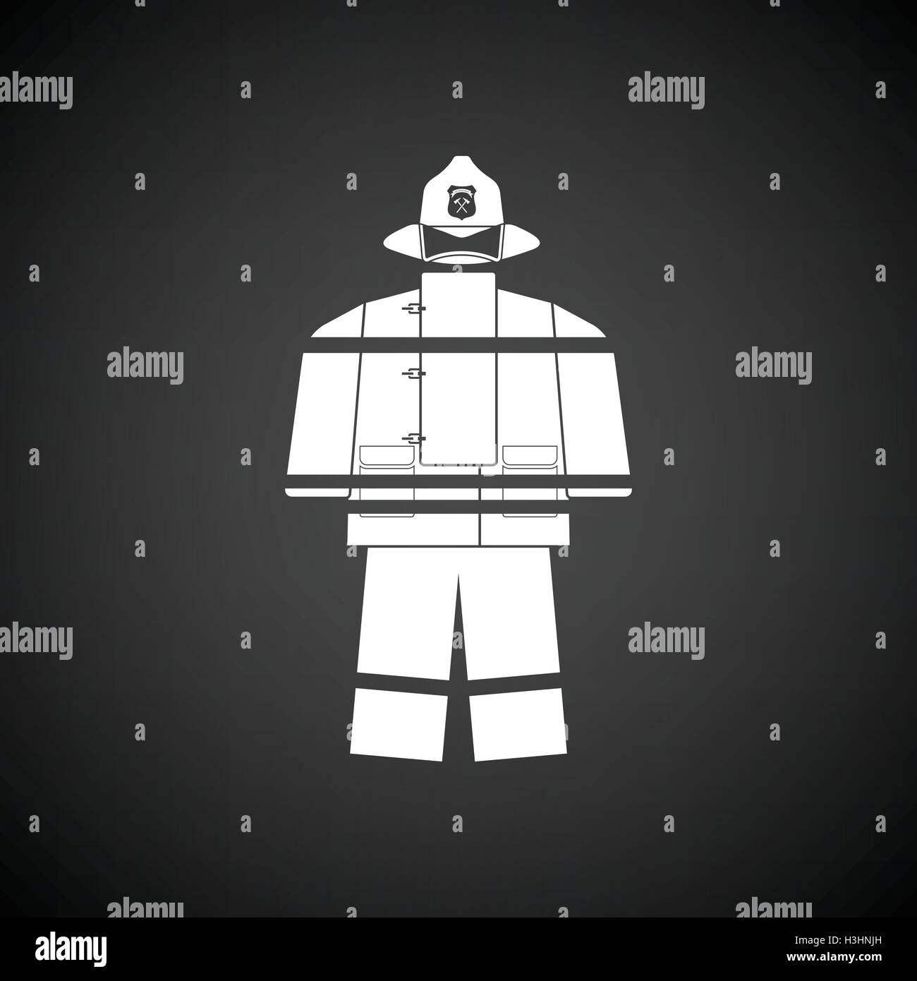 Fire service uniform icon. Black background with white. Vector ...