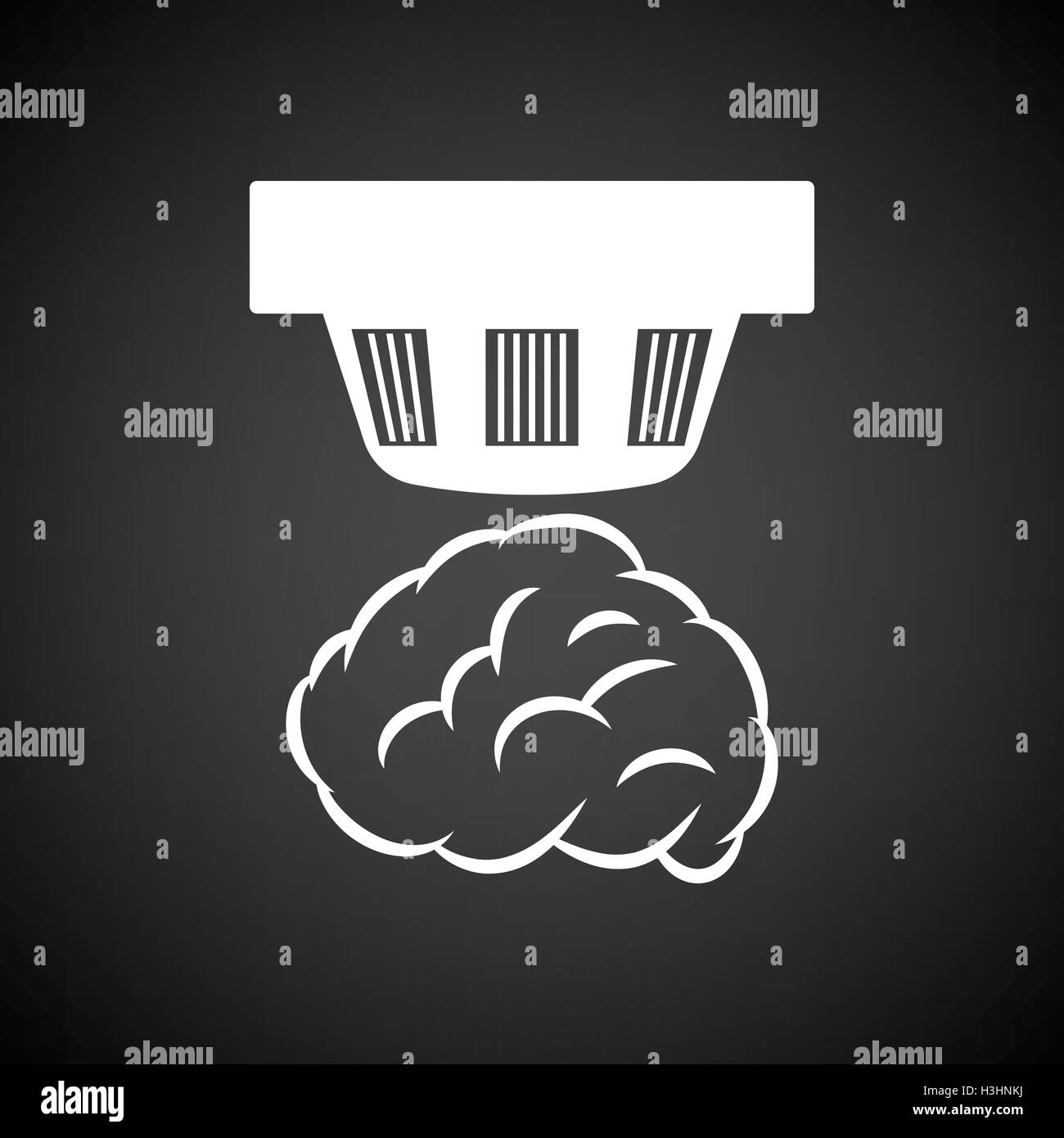 Smoke sensor icon. Black background with white. Vector illustration ...