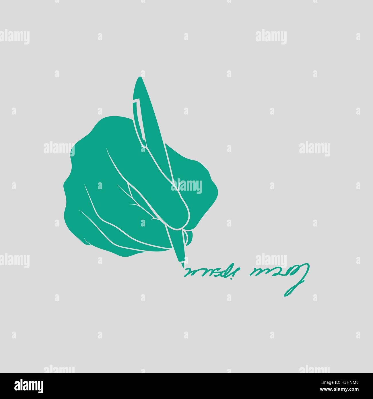 Signing hand icon. Gray background with green. Vector illustration ...