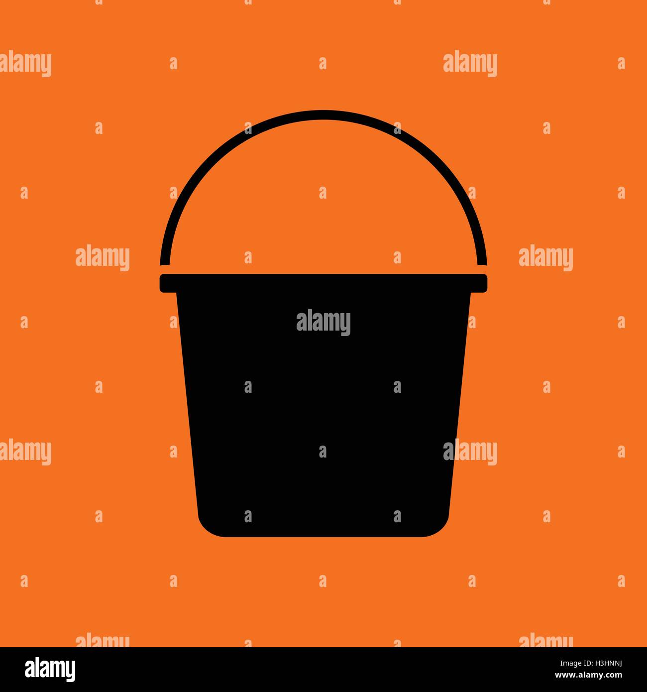 Bucket icon. Orange background with black. Vector illustration Stock ...