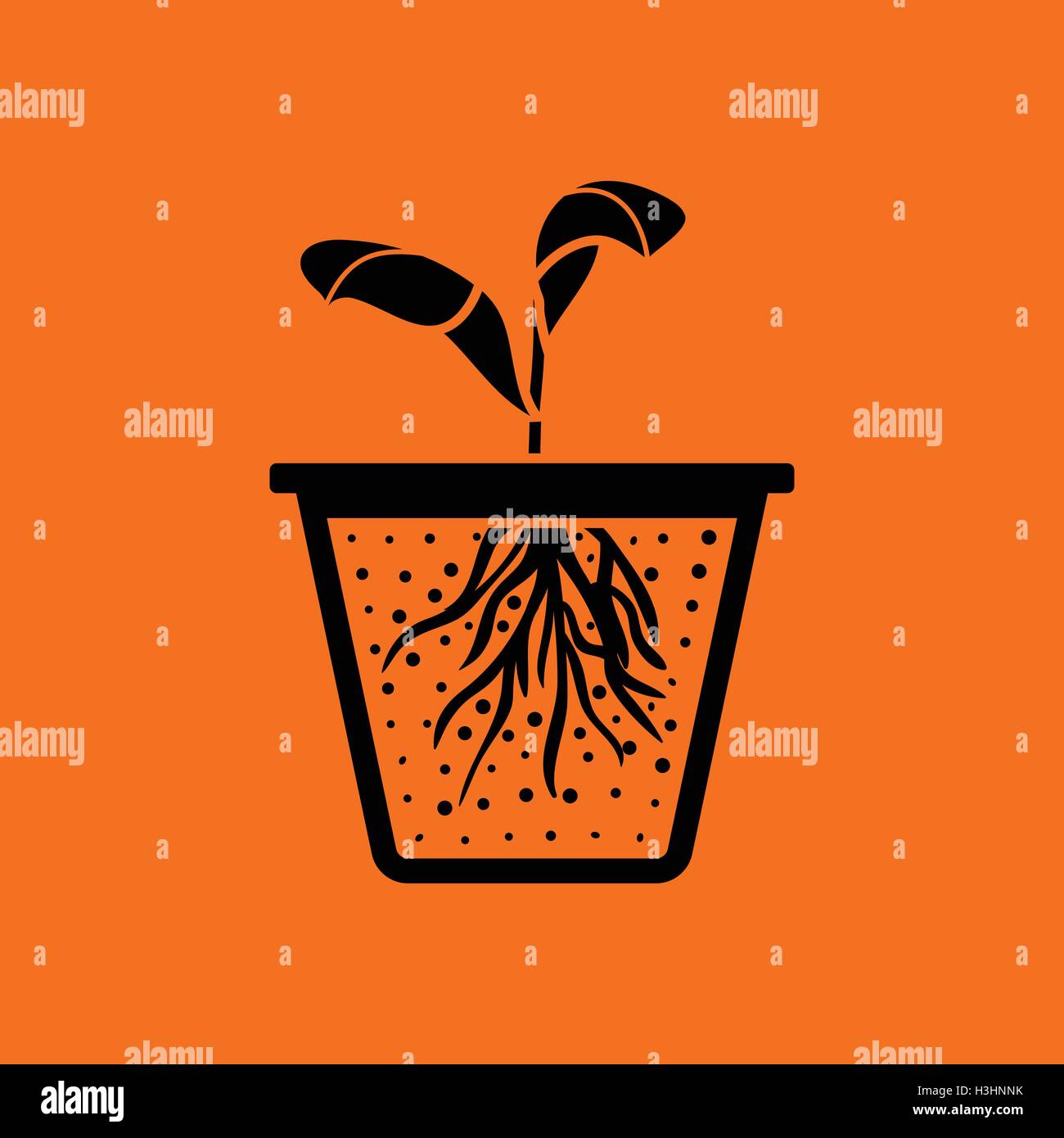 Seedling icon. Orange background with black. Vector illustration Stock ...