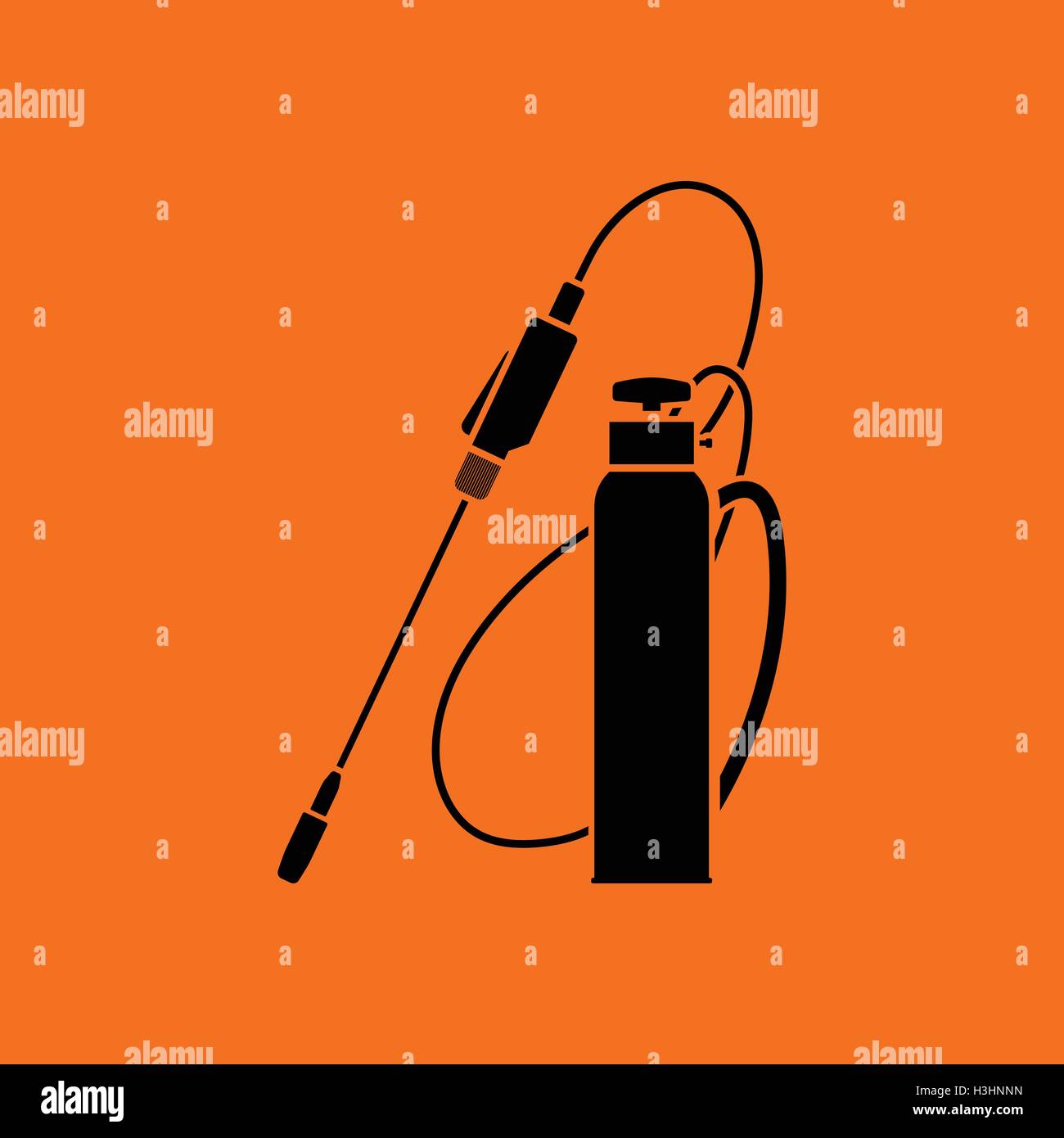 Garden sprayer icon. Orange background with black. Vector illustration ...