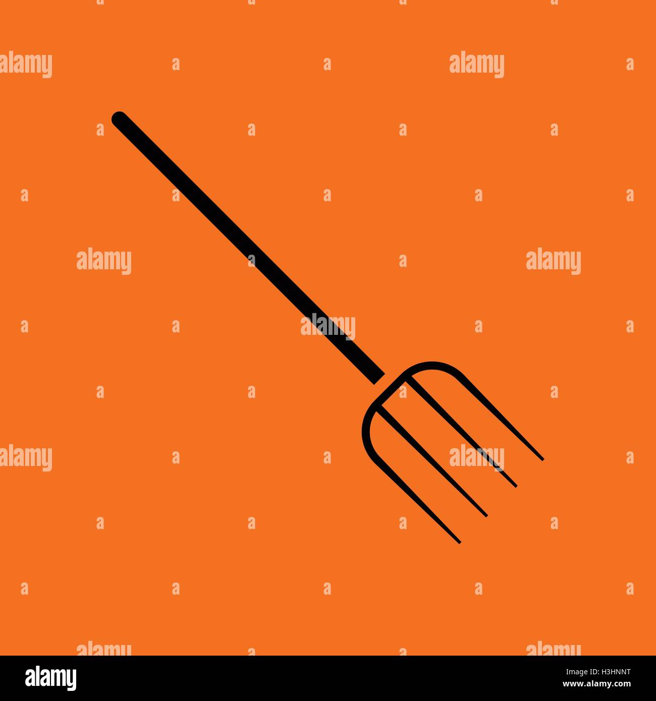 Pitchfork icon. Orange background with black. Vector illustration Stock ...