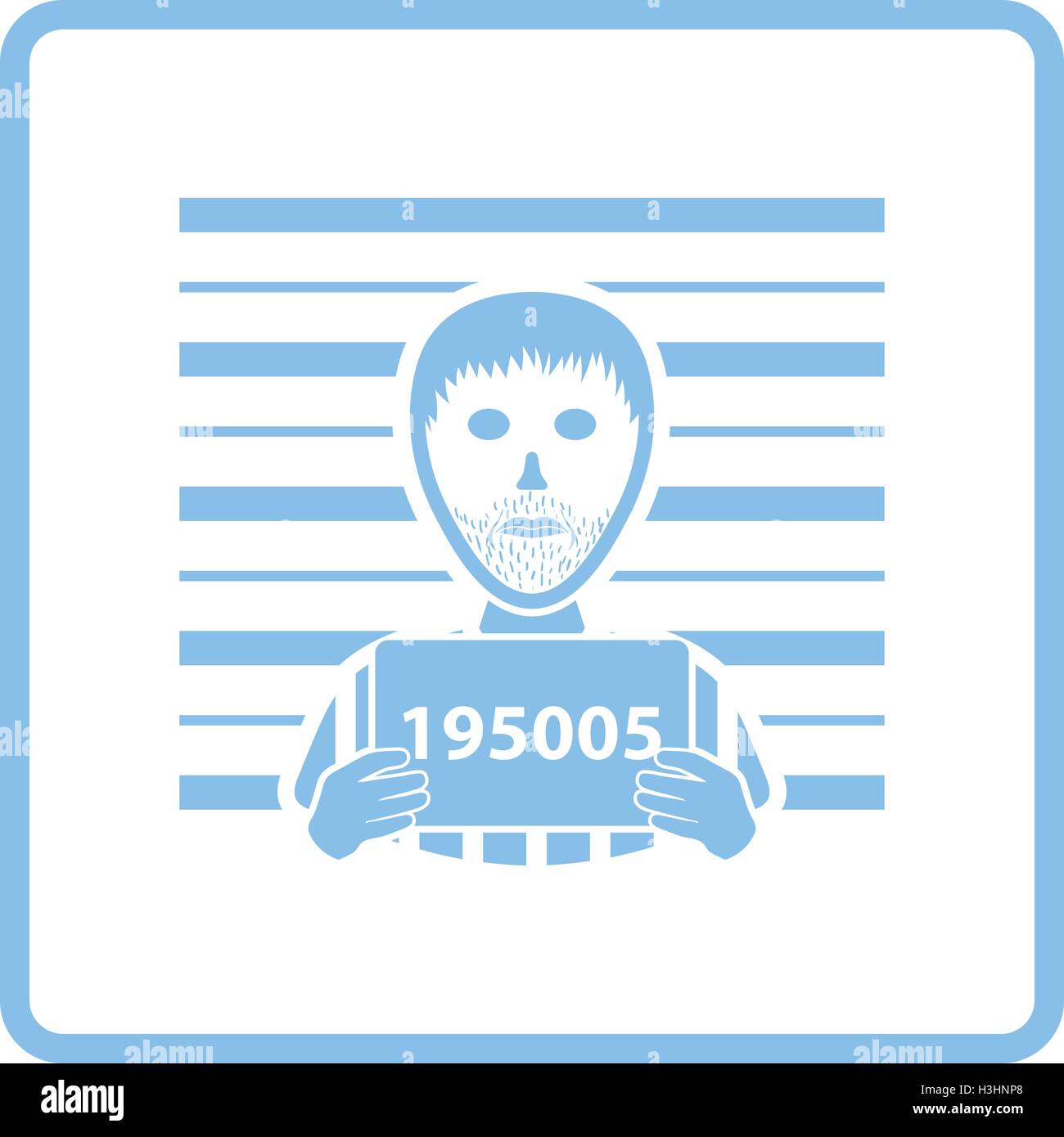 Prisoner in front of wall with scale icon. Blue frame design. Vector ...
