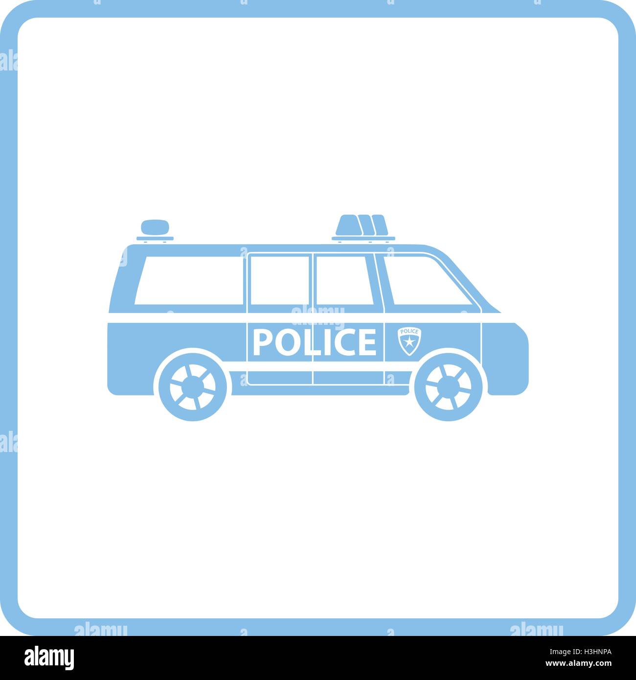 Police van icon. Blue frame design. Vector illustration Stock Vector ...