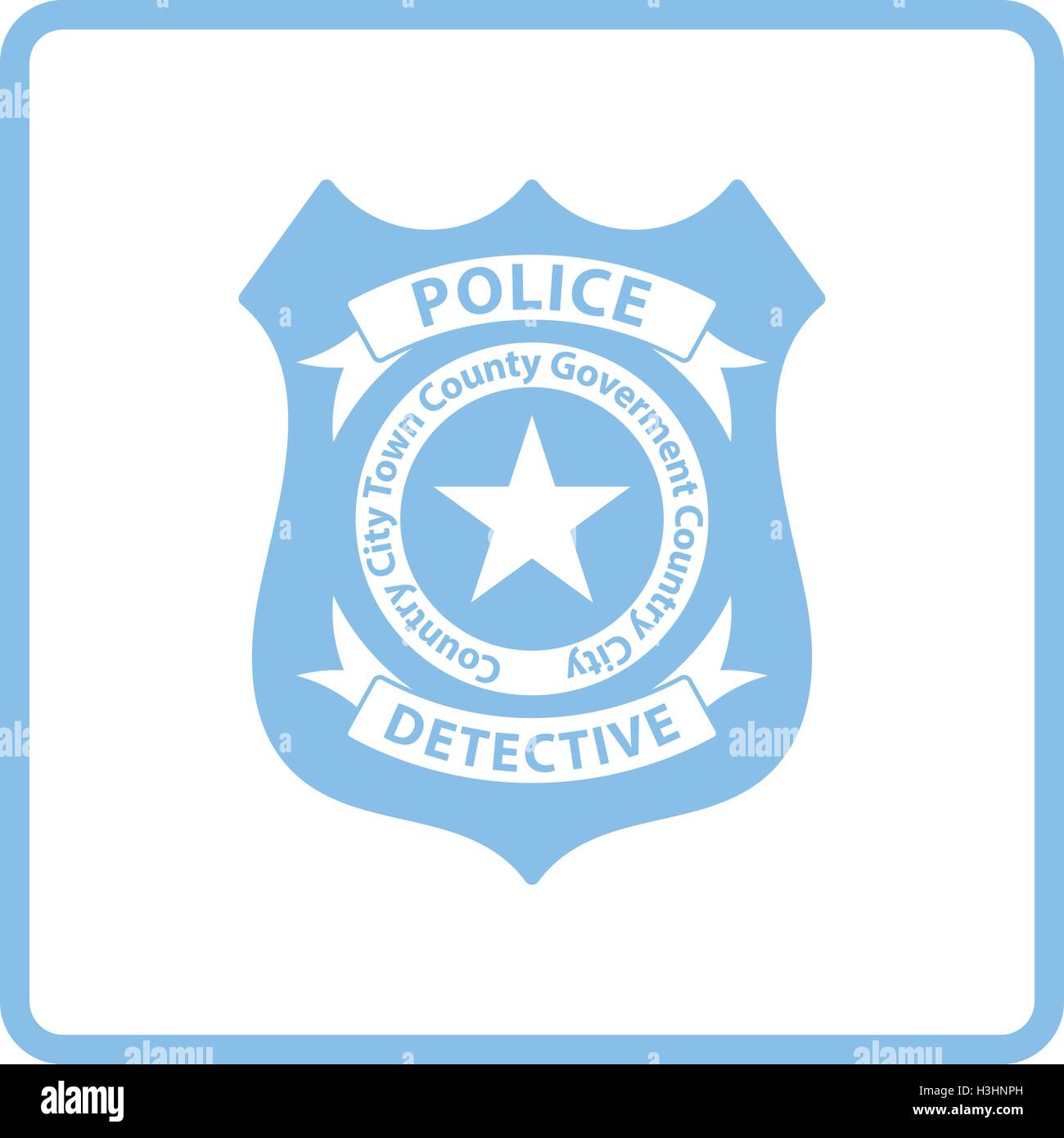 Police badge icon. Blue frame design. Vector illustration Stock Vector ...