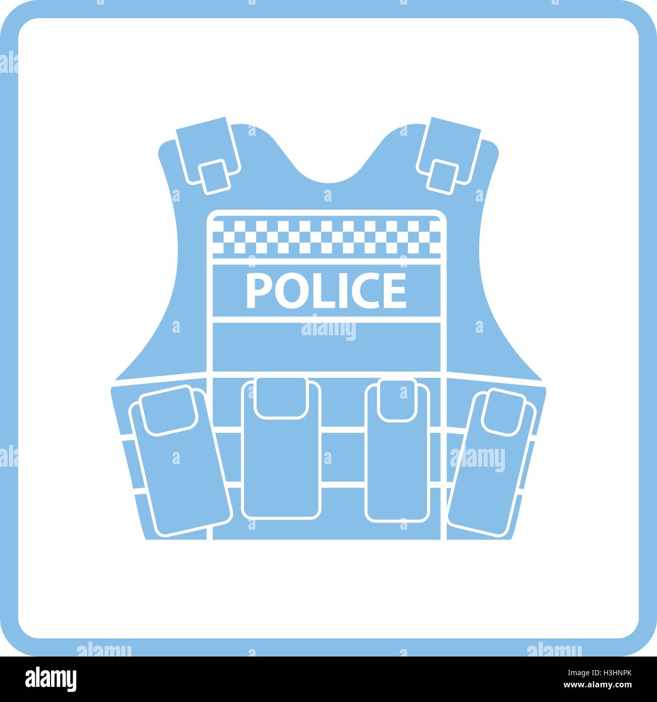 Police vest icon. Blue frame design. Vector illustration Stock Vector ...