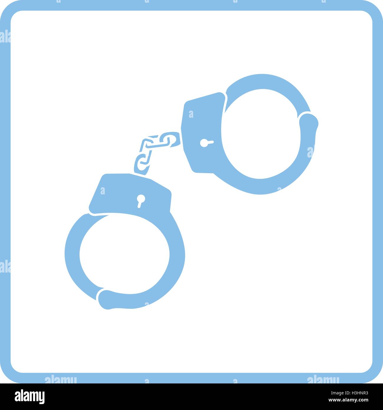 Police handcuff icon. Blue frame design. Vector illustration Stock ...