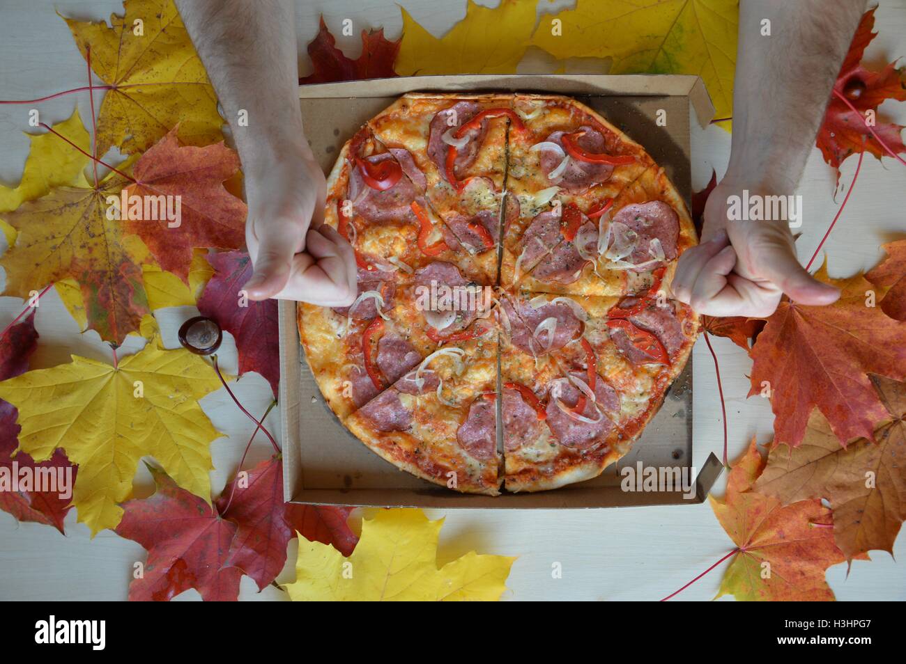 Pizza at home at autumn Stock Photo - Alamy