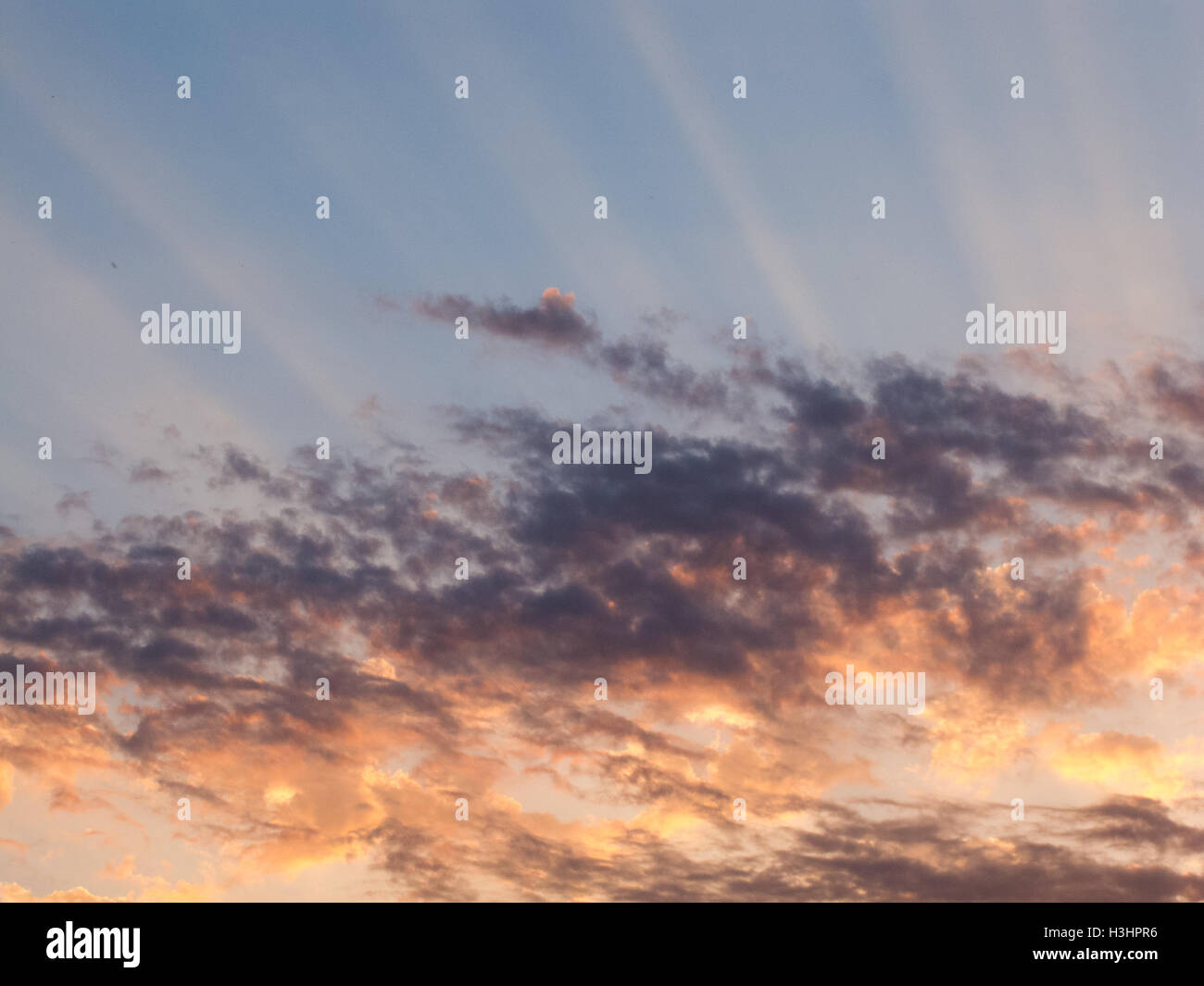 Sunset sky with sun rays Stock Photo - Alamy