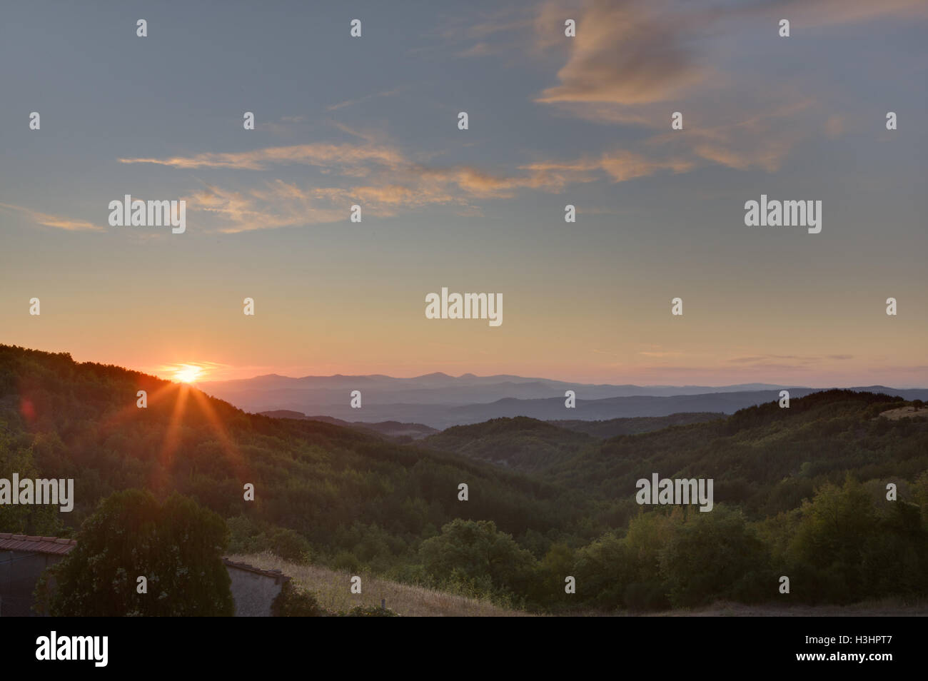 Italy, Sunset, Tuscany, Summer, Rolling Hills, View, Sky Stock Photo ...