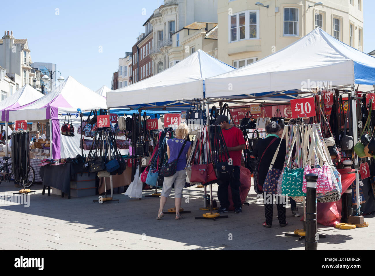 Weekly market on Thursdays in Hastings town centre, Sussex, UK Stock ...