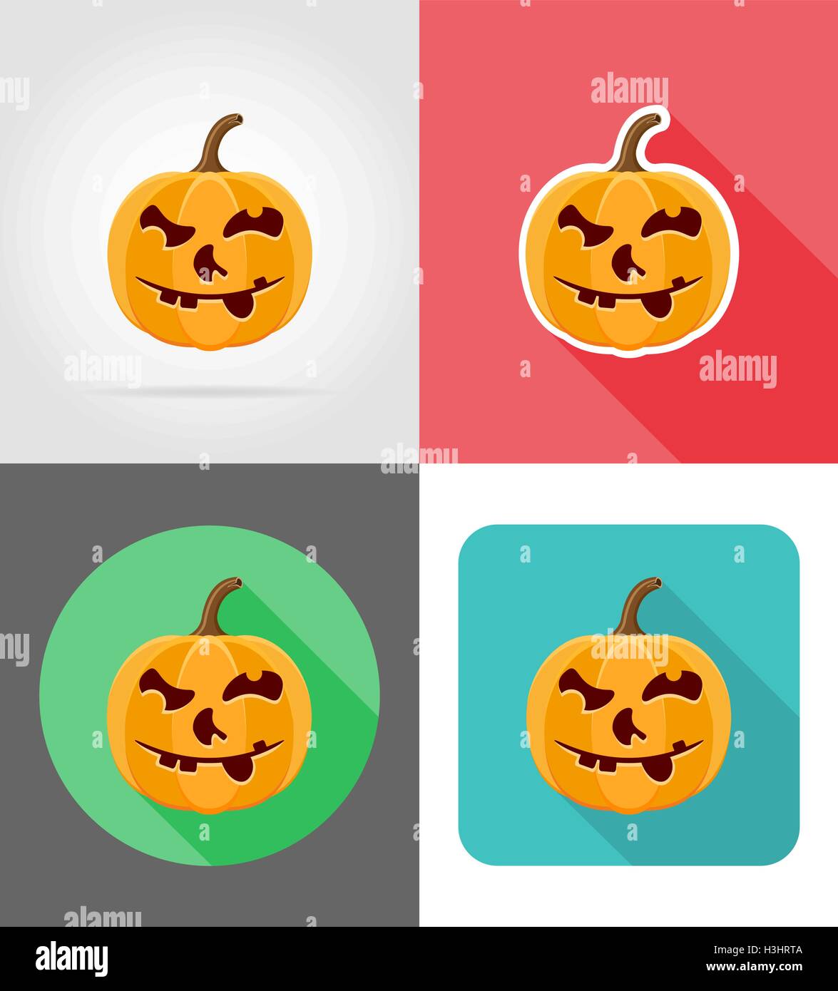 halloween pumpkin flat icons vector illustration isolated on background ...