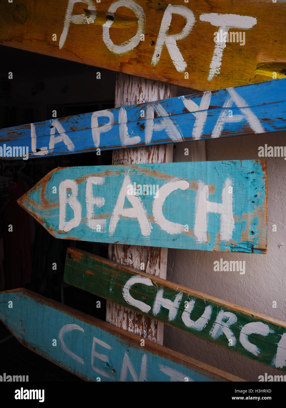 A fun,comical,direction sign Stock Photo - Alamy