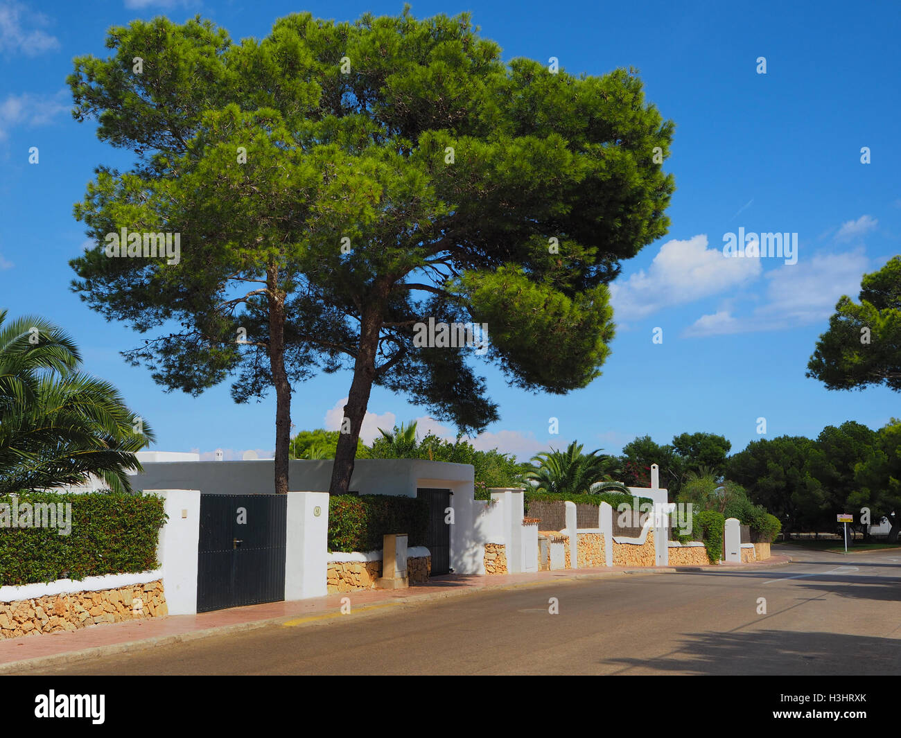 Street leading to private houses in Cala Egos, Majorca, Spain Stock ...