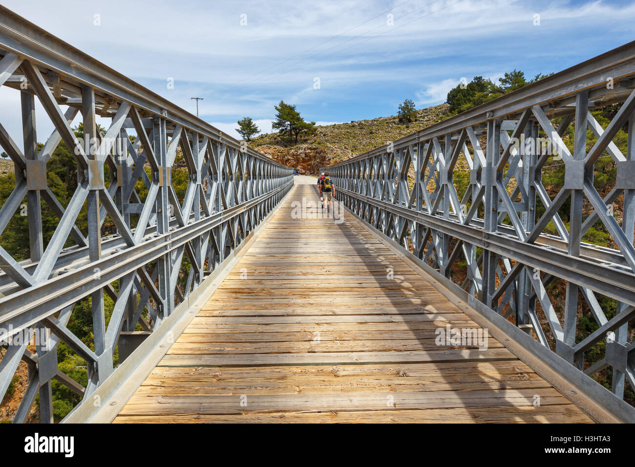 Famous truss bridge over Aradena Gorge, Crete Island, Greece Stock ...