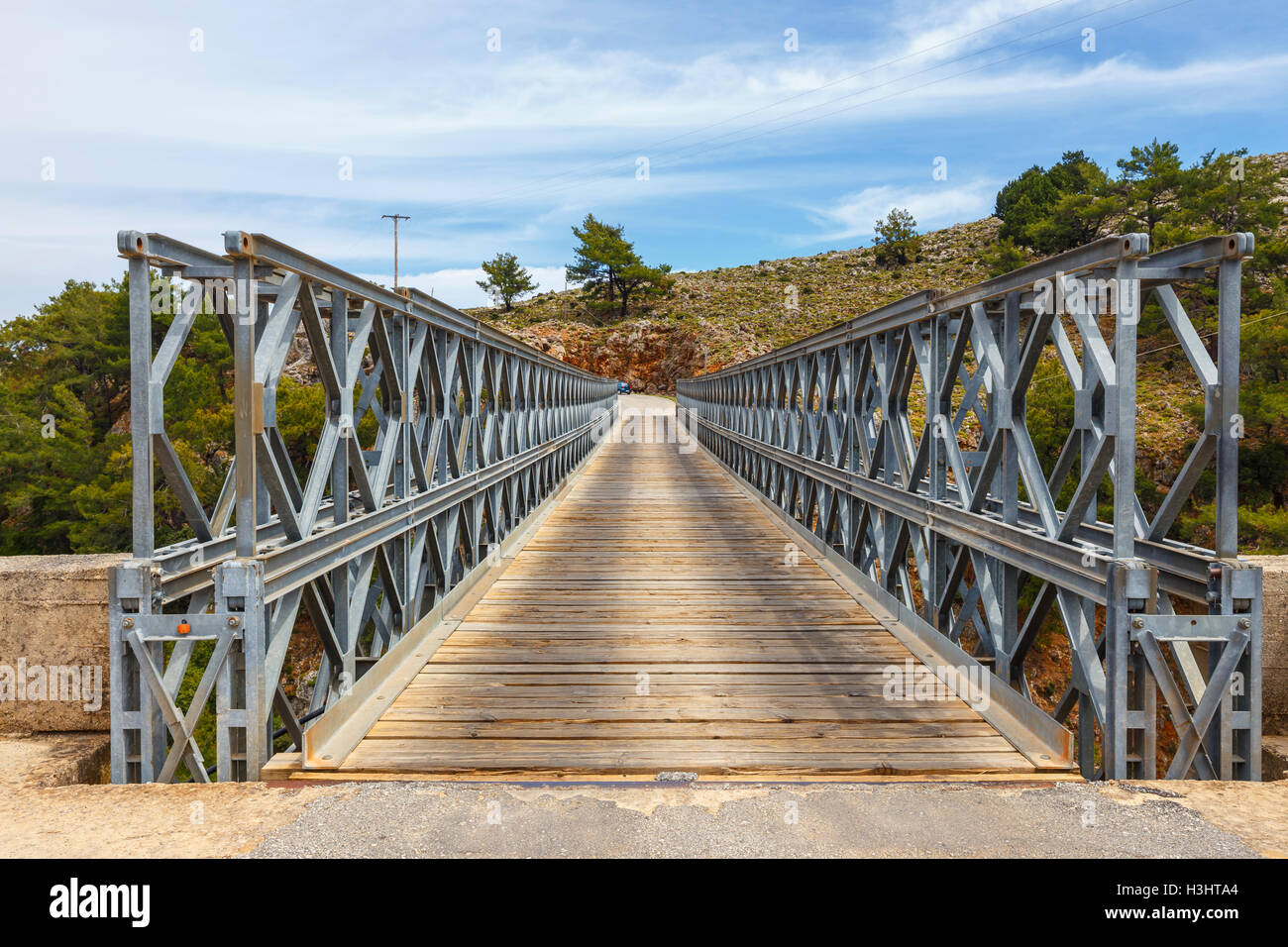Famous truss bridge over Aradena Gorge, Crete Island, Greece Stock ...