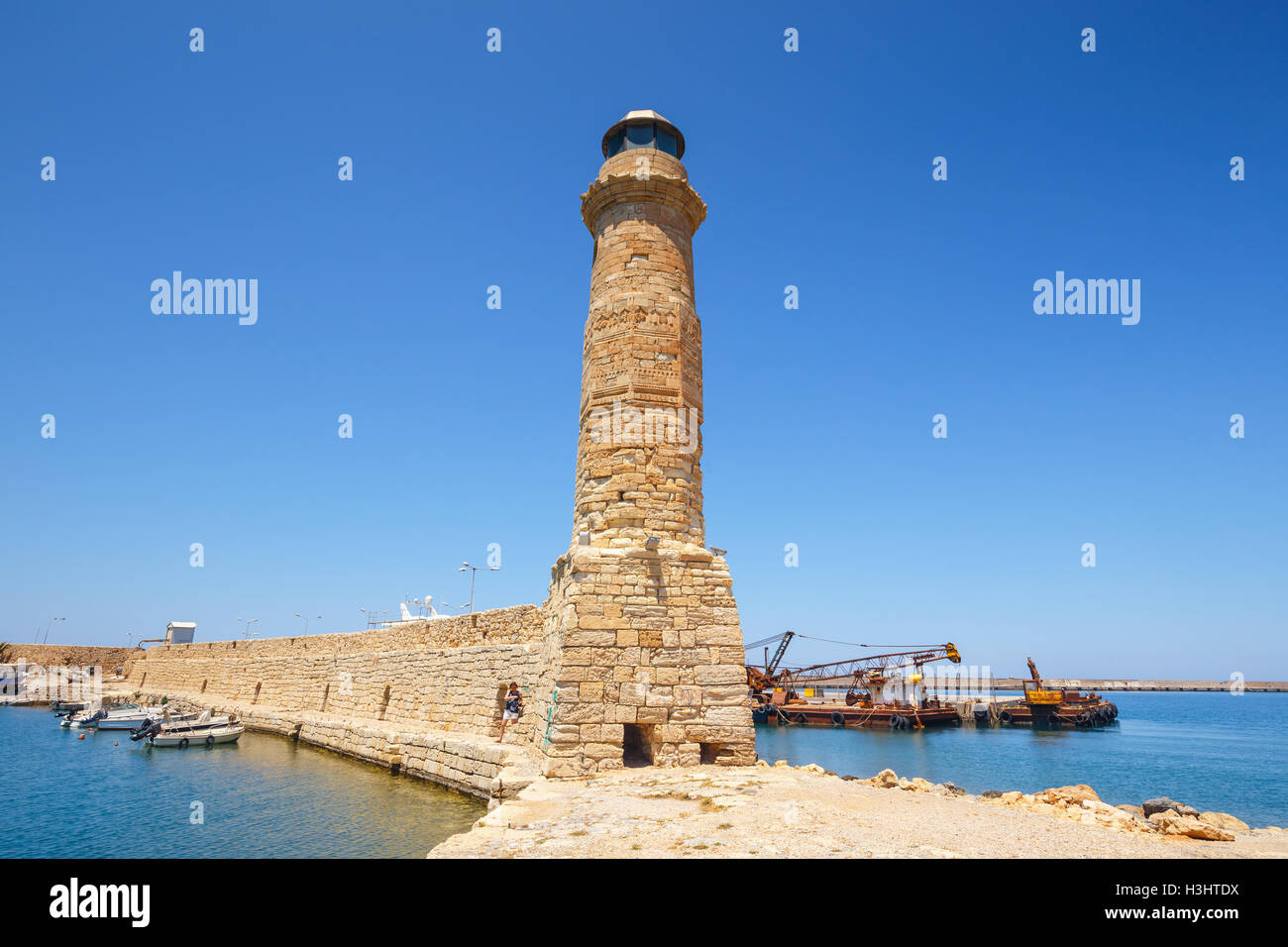 old port and Lighthouse in Rethymno, Crete, Greece Stock Photo - Alamy