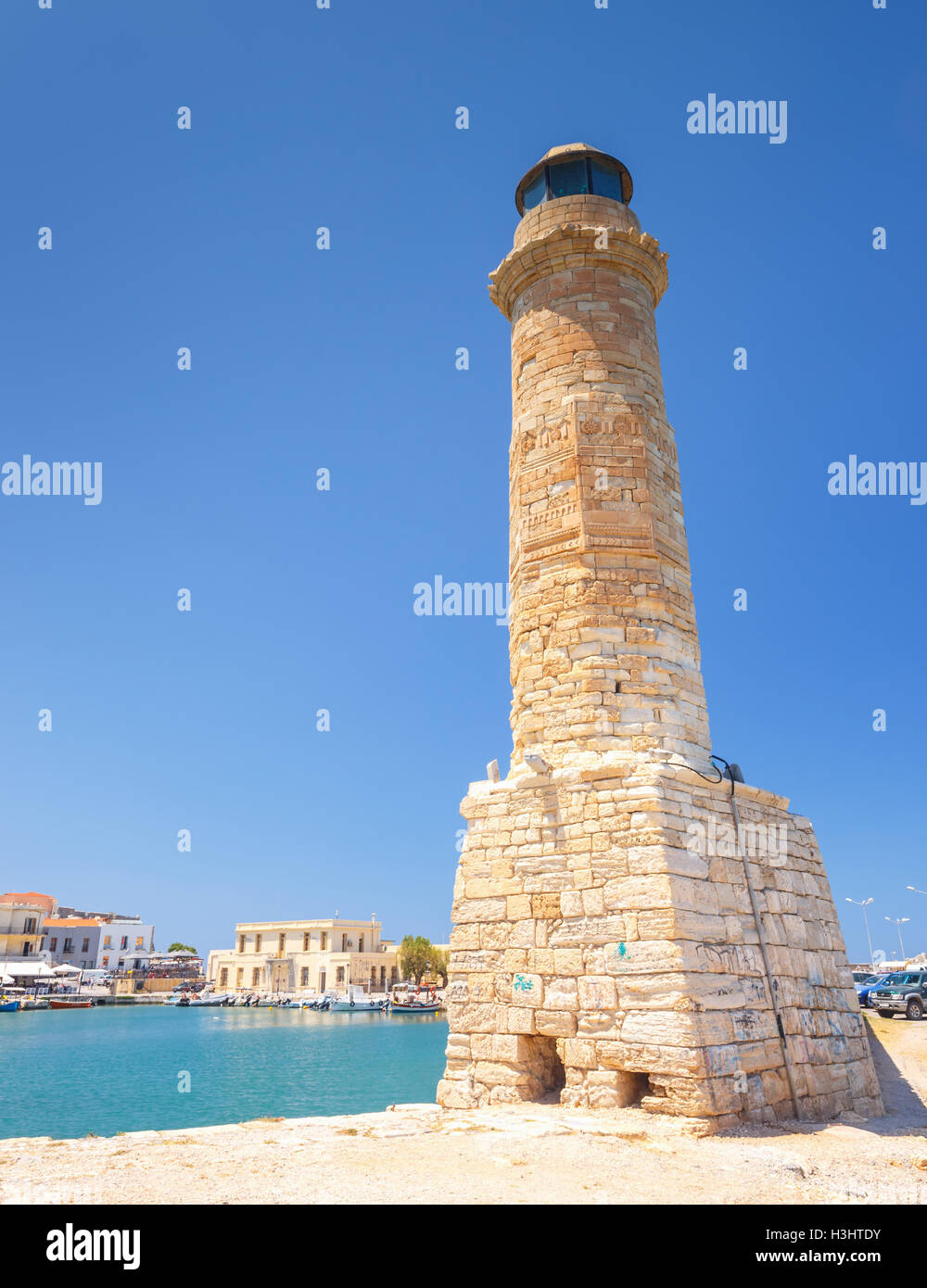 old port and Lighthouse in Rethymno, Crete, Greece Stock Photo - Alamy