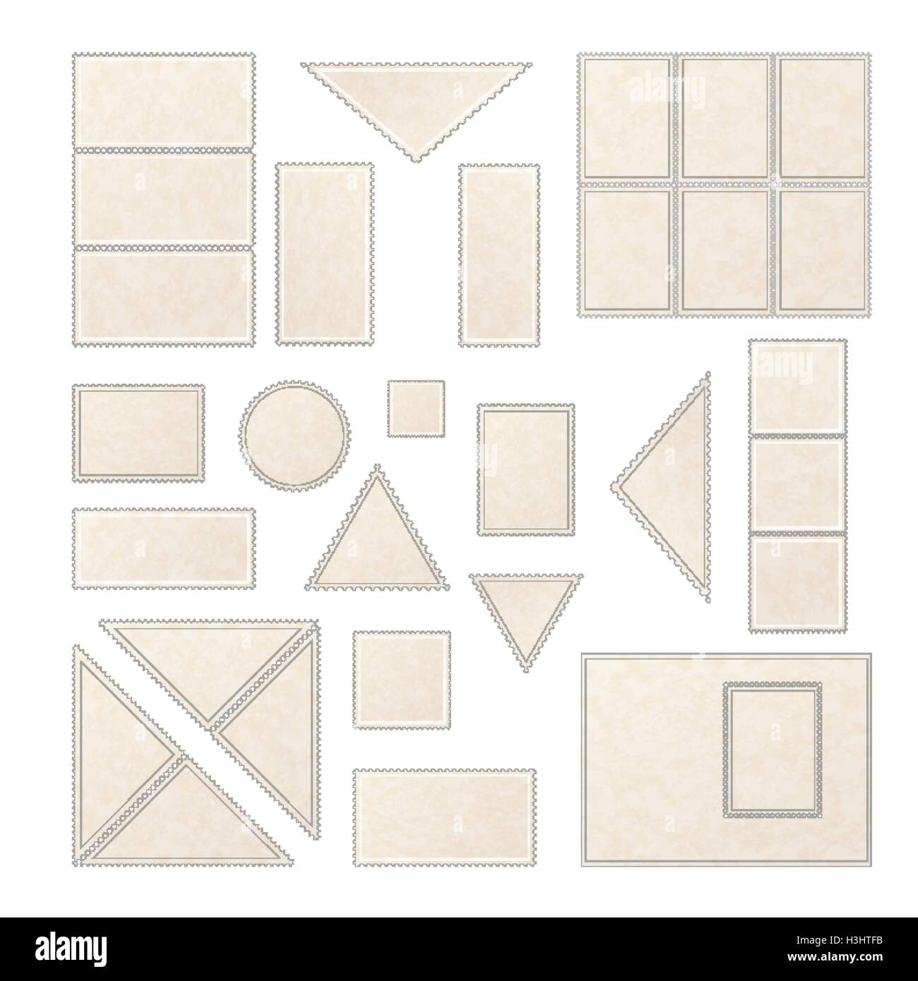 Set of realistic blank post stamps with paper texture isolated on white ...