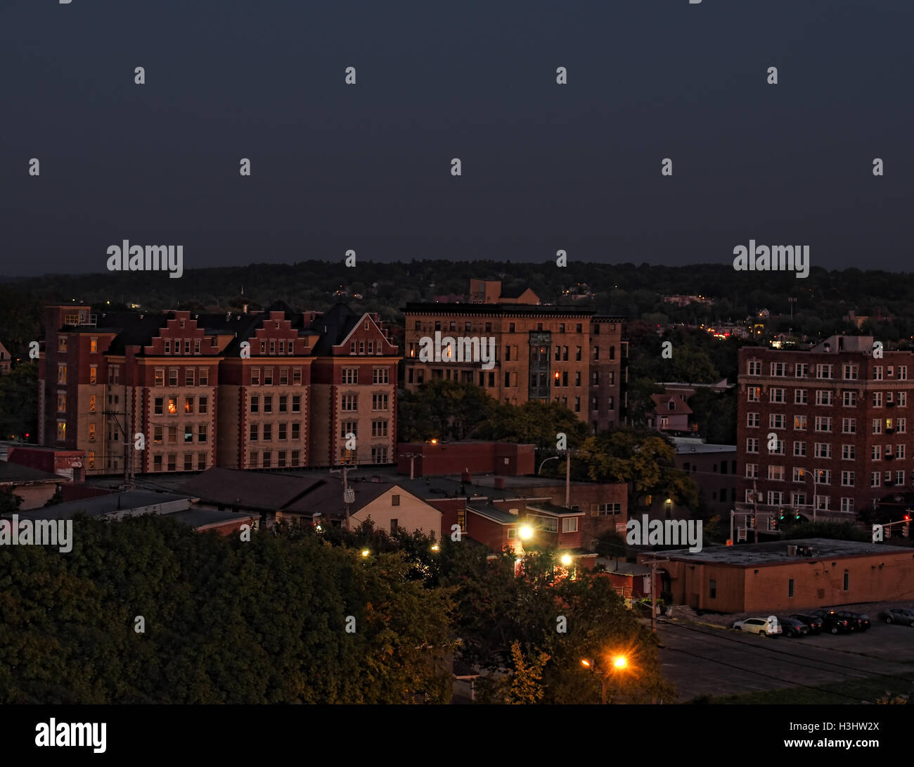 View taken from the north side of Syracuse, New York at night. Shot ...