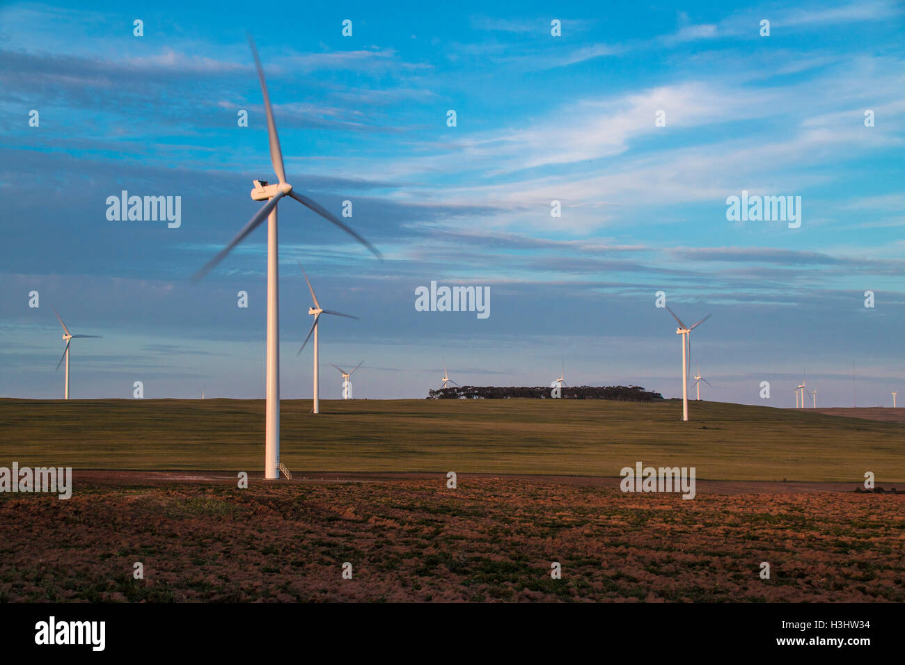 Wind Turbines generating electricity on farm land Stock Photo - Alamy