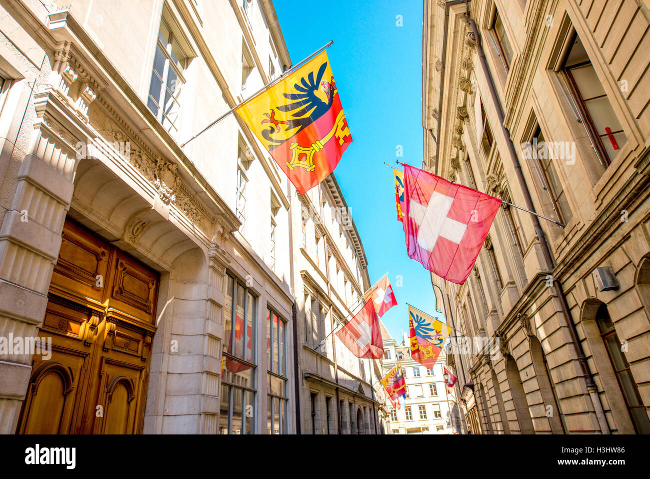 Street view in Geneva city Stock Photo - Alamy