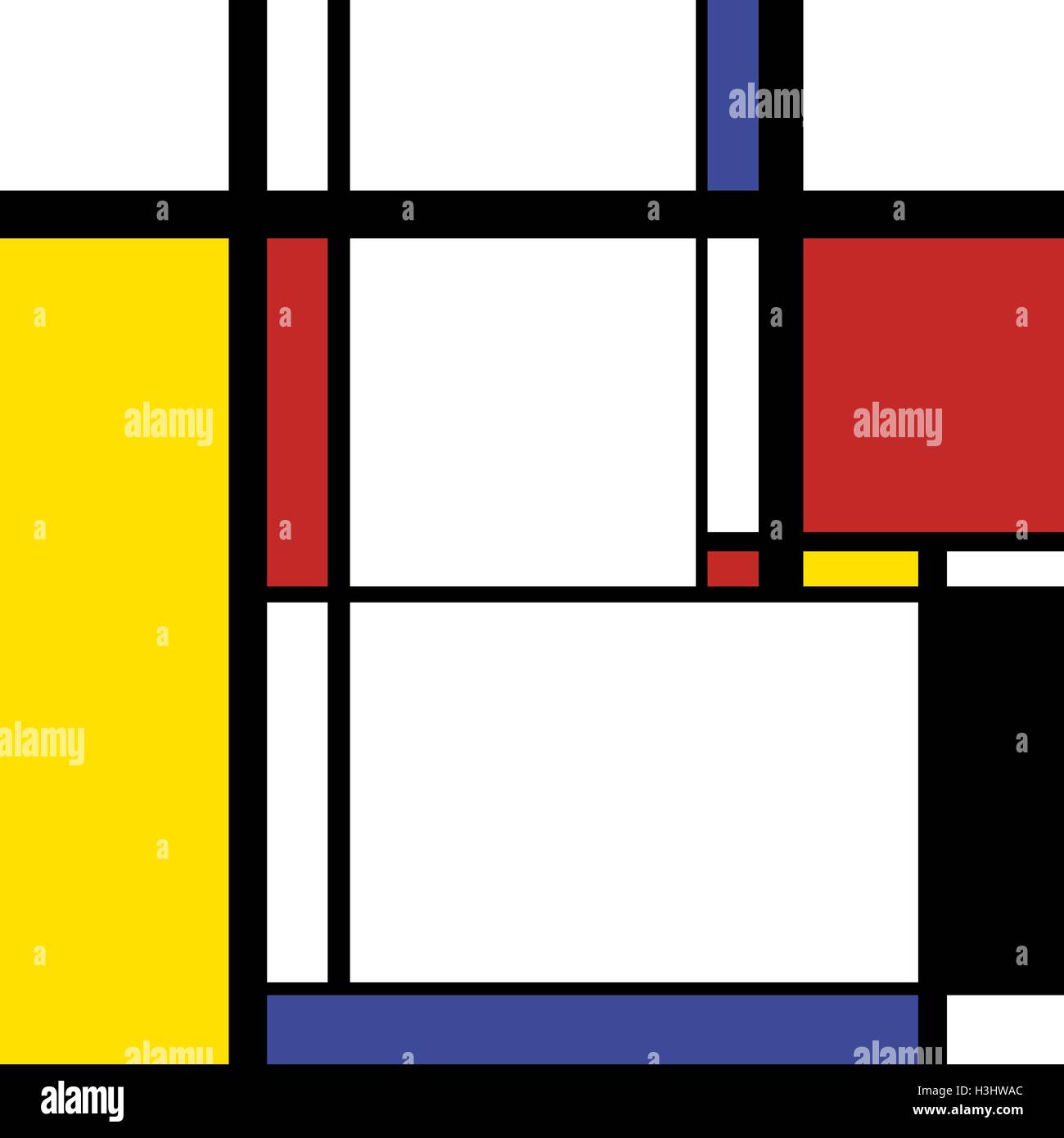 Modern painting in mondrian style, square illustration Stock Vector ...