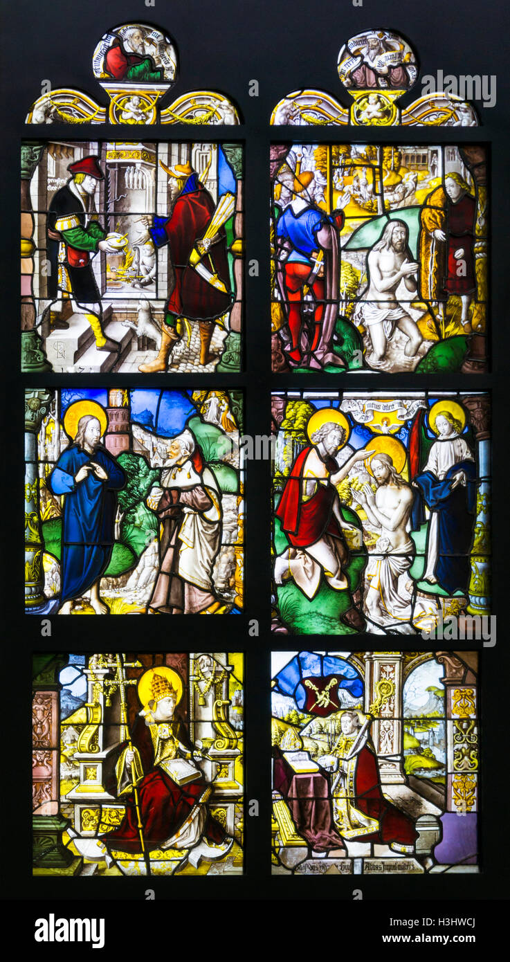 One of a pair of 16th century stained glass windows from the cloister ...