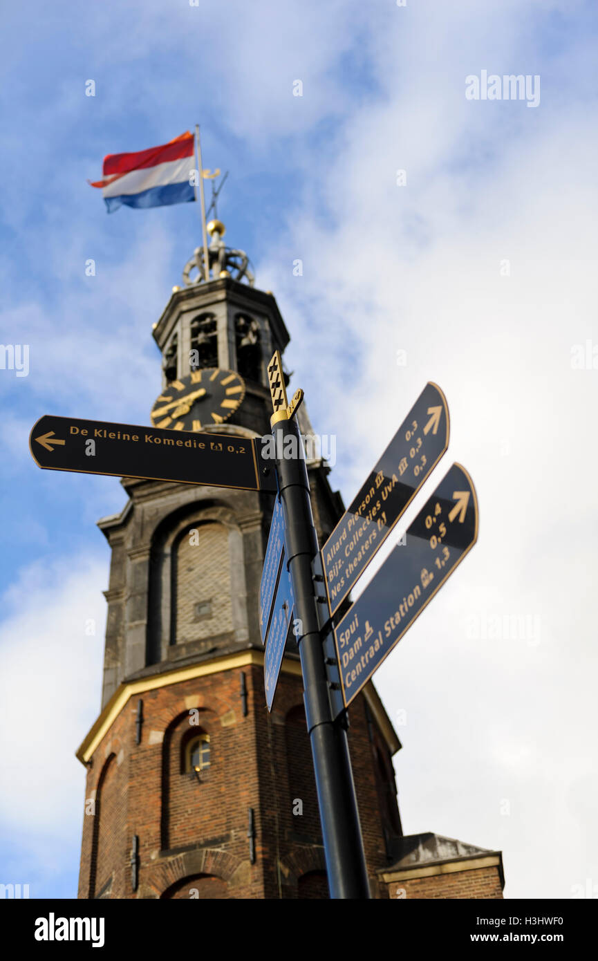 Street signpost in the City of Amsterdam, Holland, Netherlands Stock ...