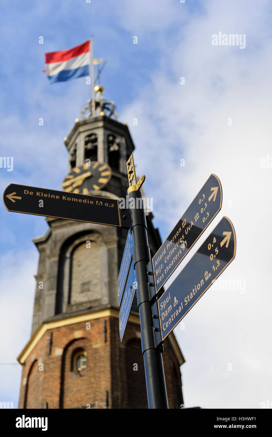 Street signpost in the City of Amsterdam, Holland, Netherlands Stock ...
