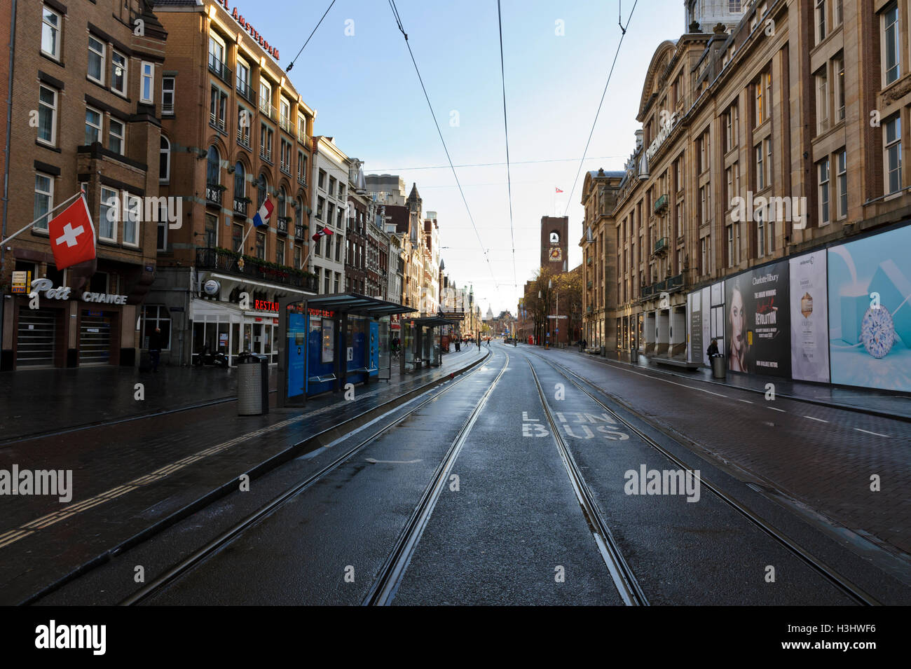 Early morning street in Amsterdam, Holland, Netherlands Stock Photo - Alamy