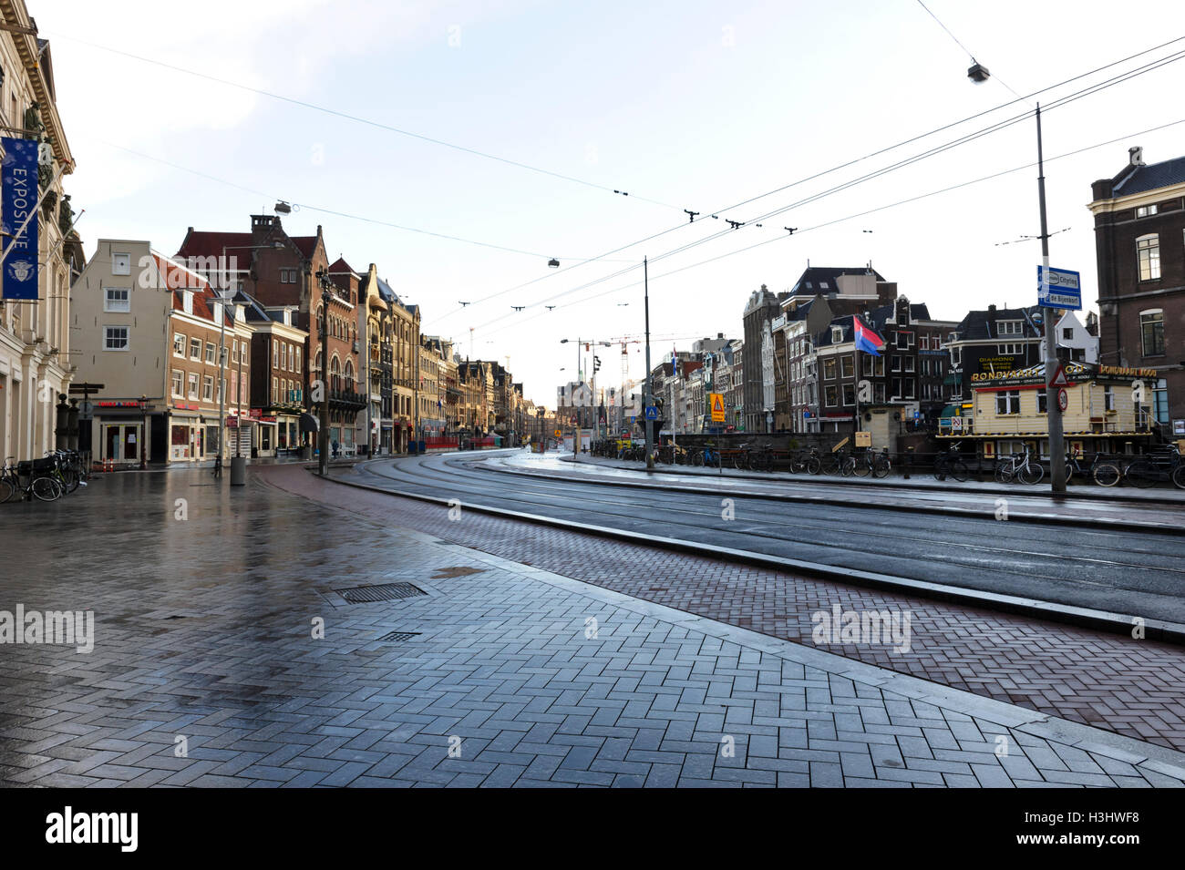 Early morning street in Amsterdam, Holland, Netherlands Stock Photo - Alamy