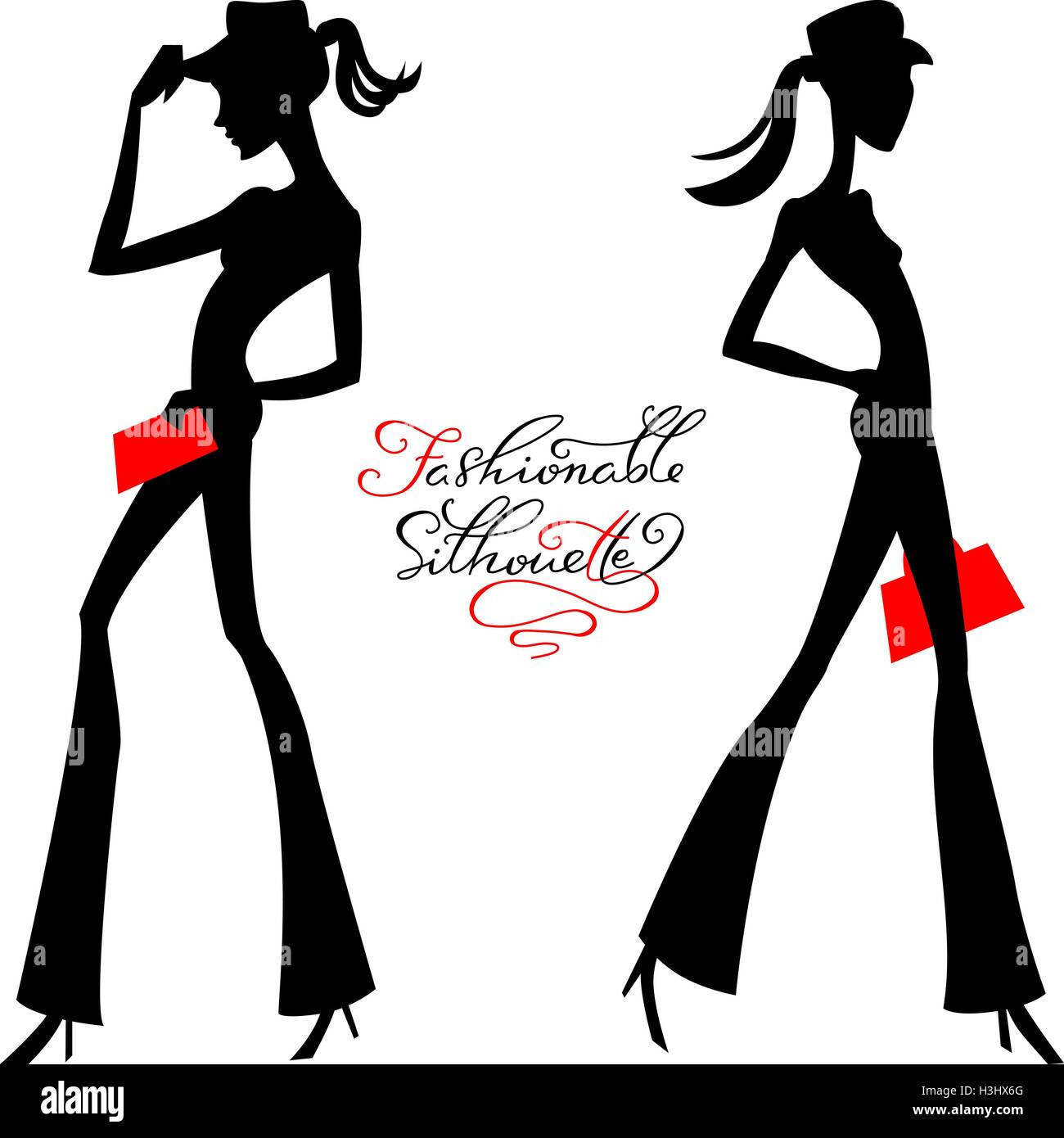 Vector silhouette of fashion girls top models Stock Vector Image & Art ...