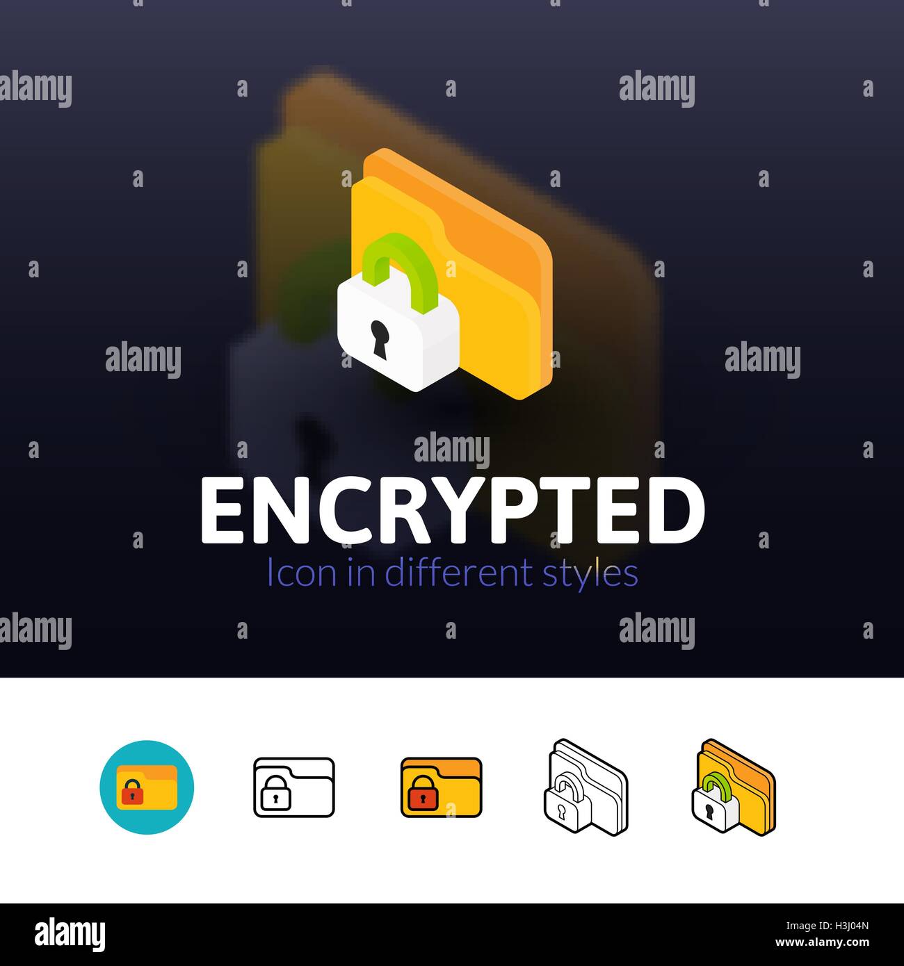 Encrypted icon in different style Stock Vector Image & Art - Alamy