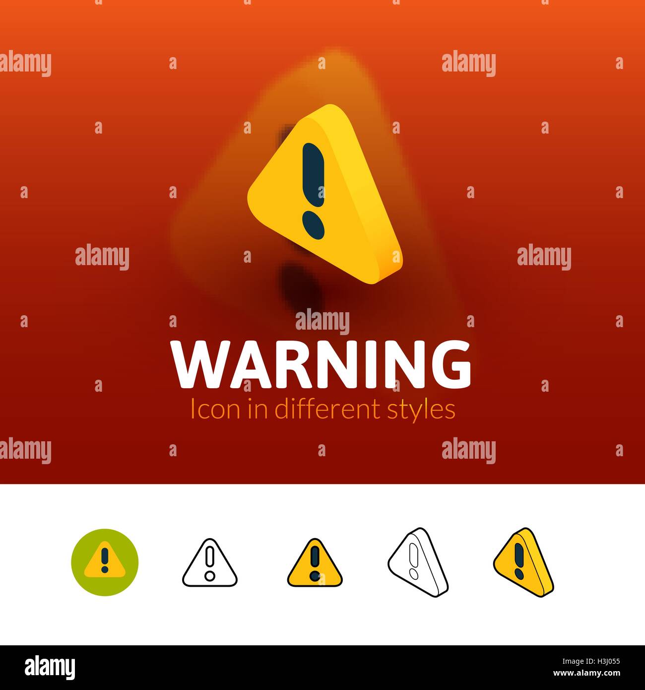 Warning icon in different style Stock Vector Image & Art - Alamy