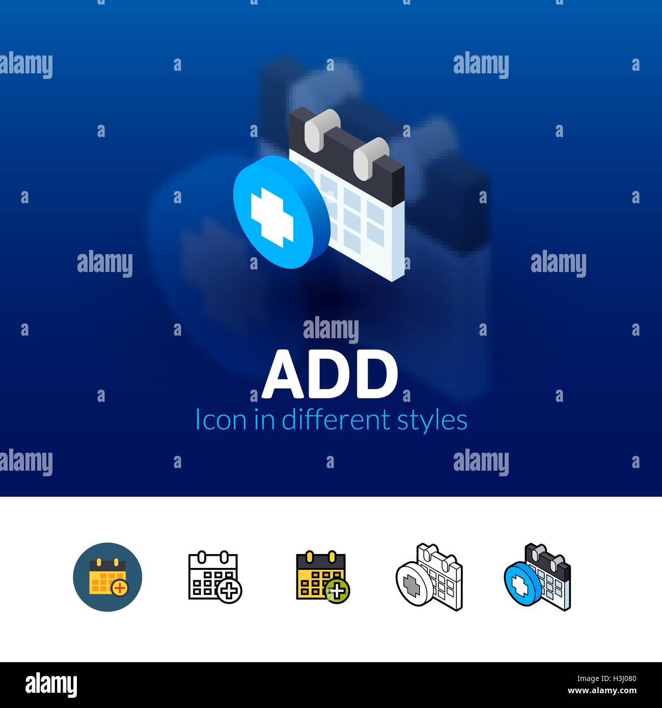 Add icon in different style Stock Vector Image & Art - Alamy