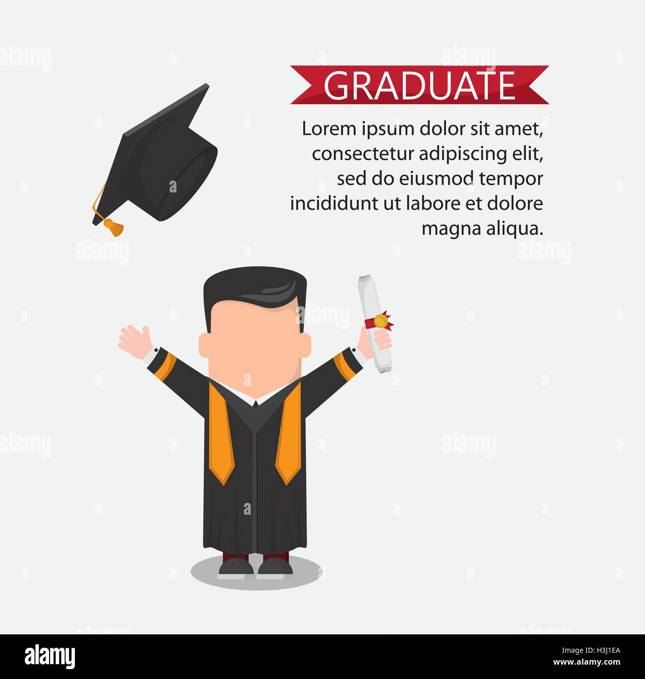 Cartoon boy graduate icon hi-res stock photography and images - Alamy