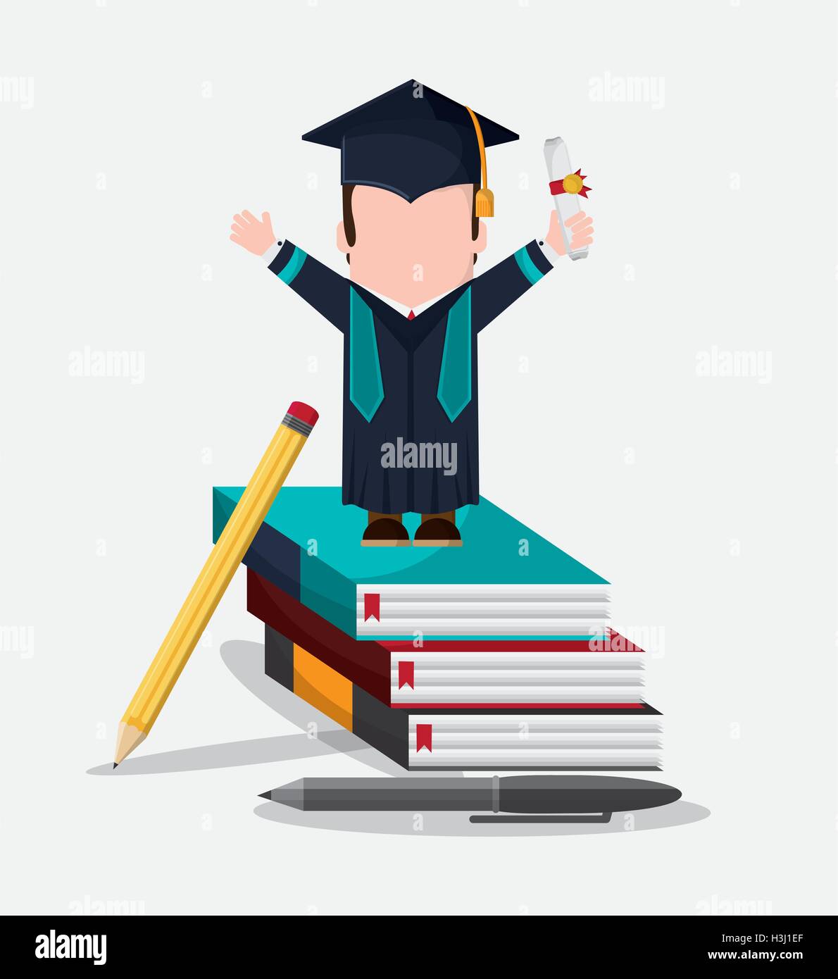 Cartoon boy graduate icon hi-res stock photography and images - Alamy