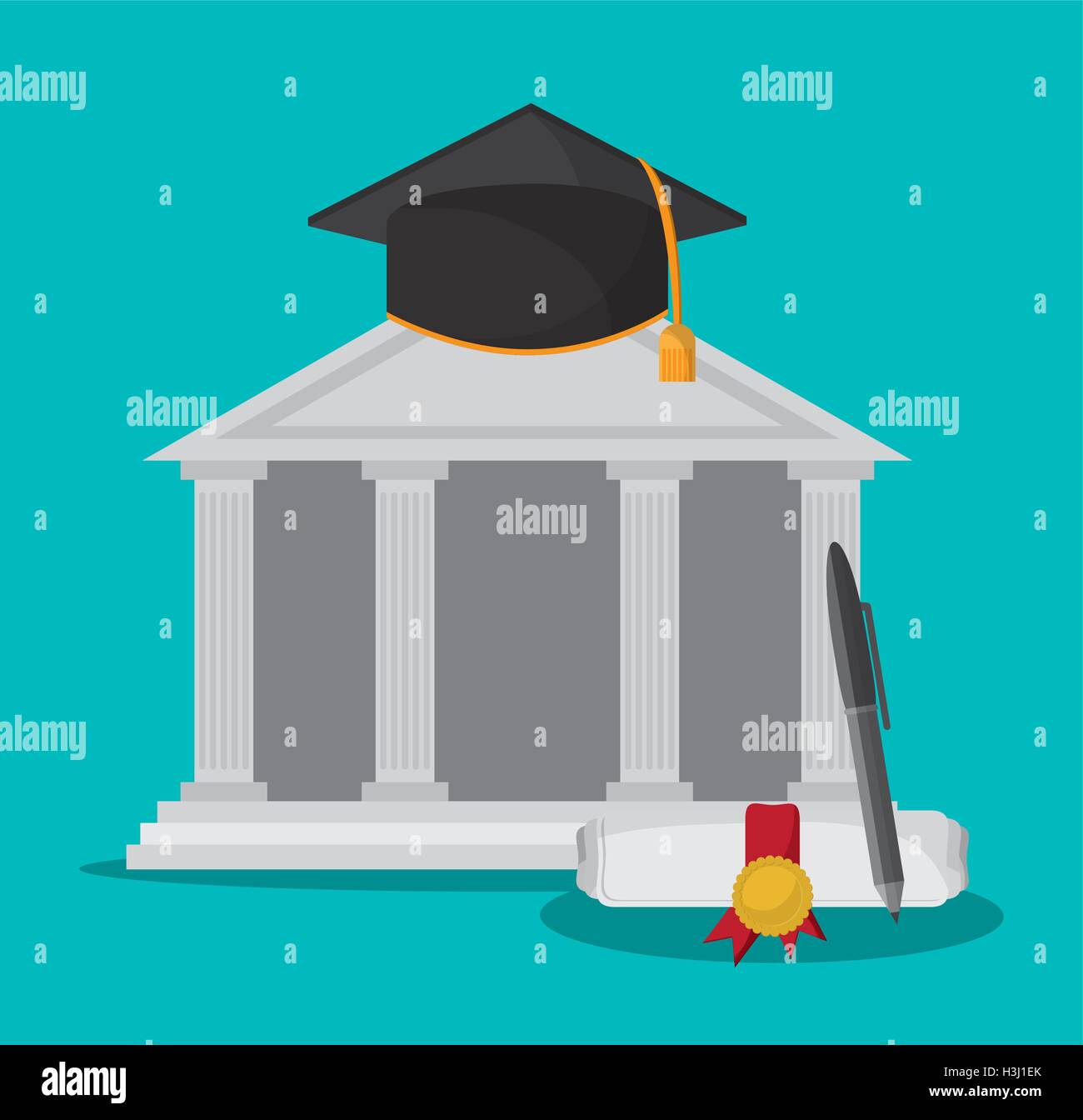 graduation cap diploma building icon. Vector graphic Stock Vector Image ...