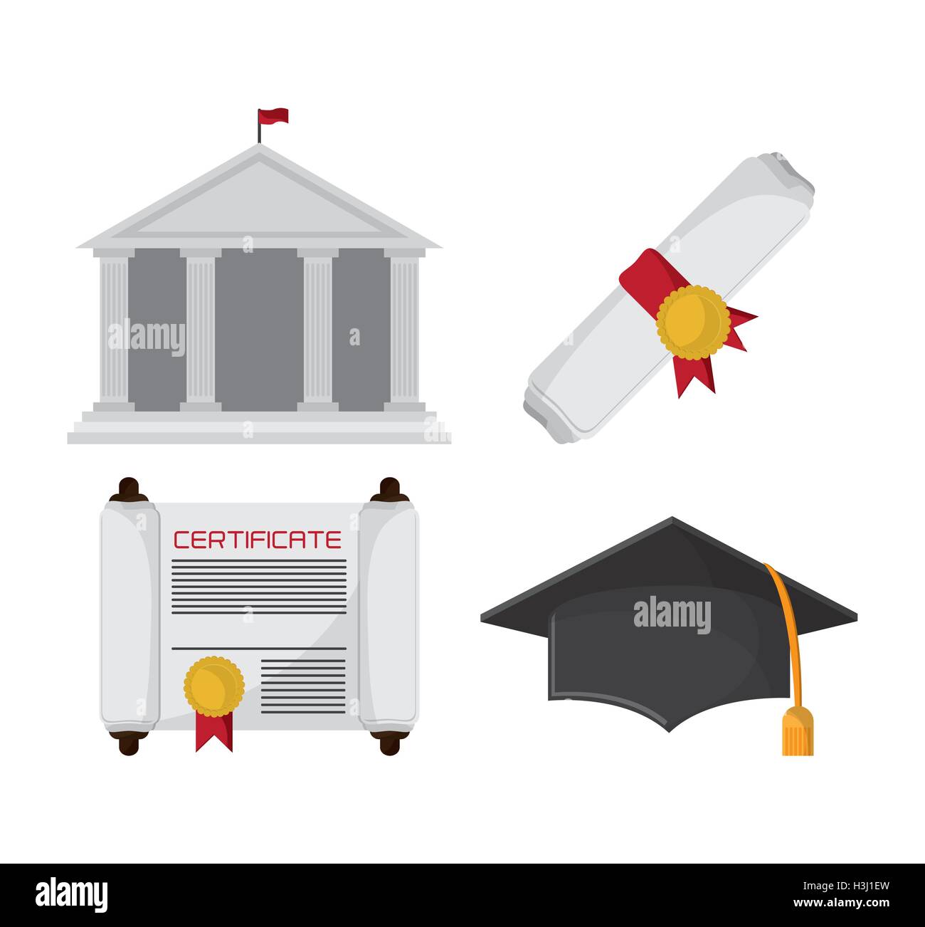 graduation cap diploma building icon. Vector graphic Stock Vector Image ...