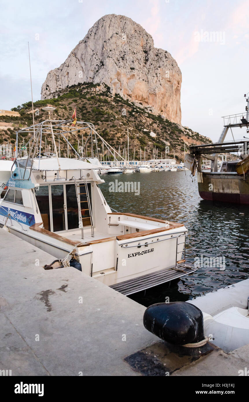 Perspective view from the port of Calpe village, Alicante province ...