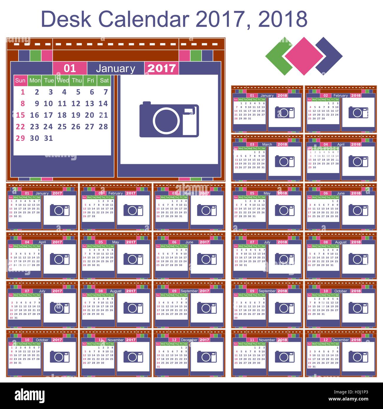 Desk calendar 2017, 2018 Stock Vector Image & Art - Alamy